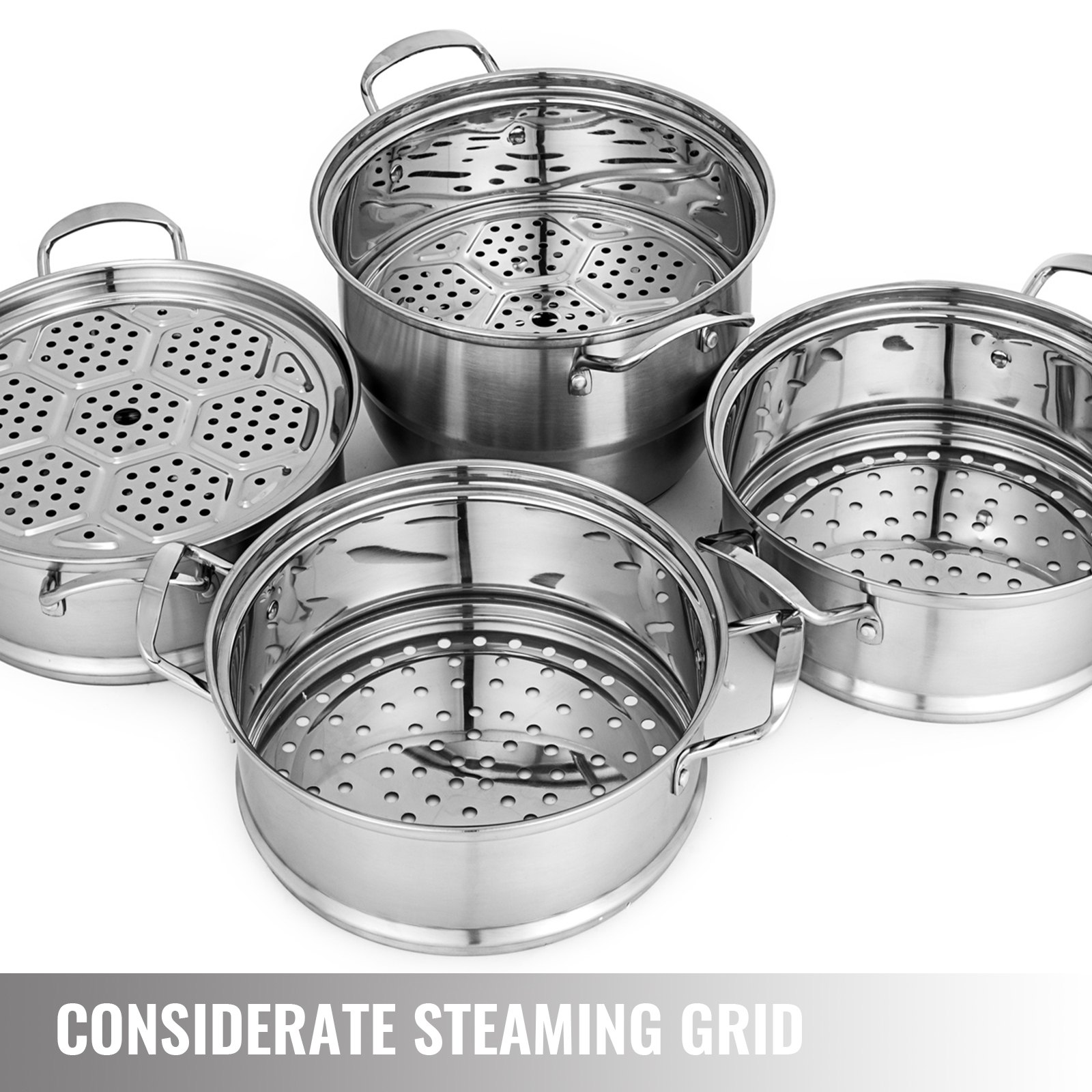 VEVOR Dumpling Steamer Stainless Steel 5 Titer for for Cook Soup ...