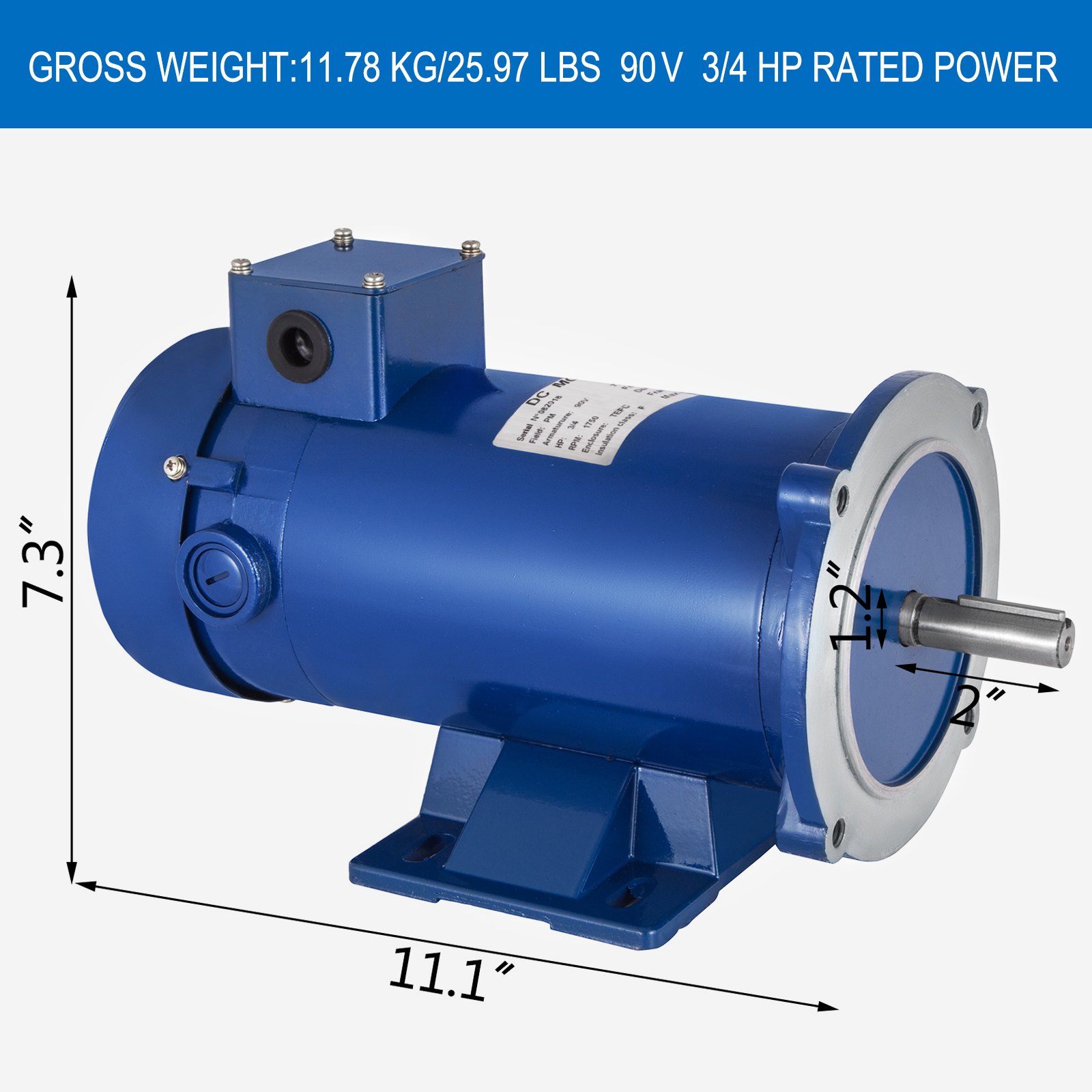 Dc Motor, 3/4hp, 56c, 90v, 1750rpm, Tefc, Base Grease, Permanent Magnet ...