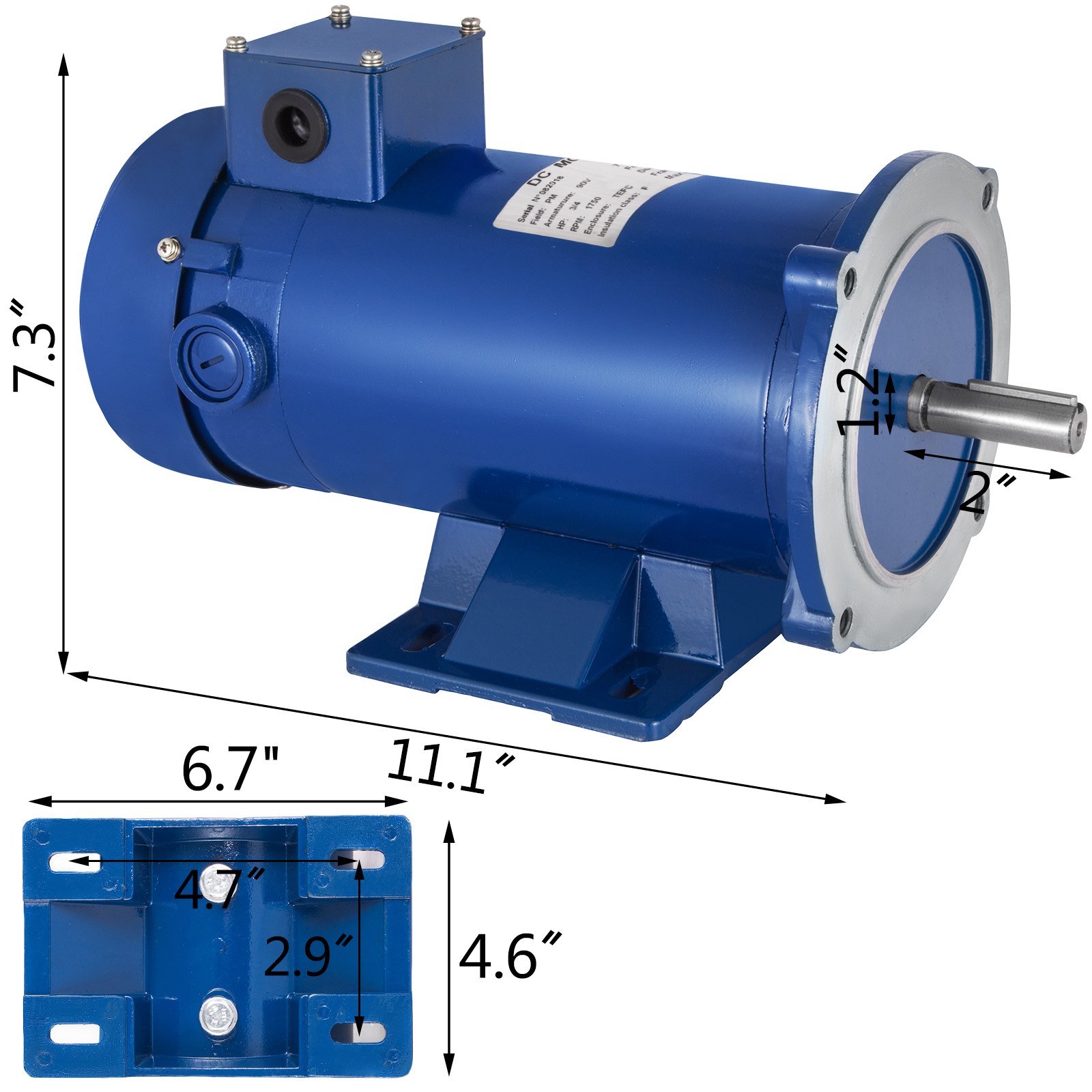 Dc Motor, 3/4hp, 56c, 90v, 1750rpm, Tefc, Base Grease, Permanent Magnet ... Dc Motor, 3/4hp, 56c, 90v, 1750rpm, Tefc, Base Grease, Permanent Magnet ...