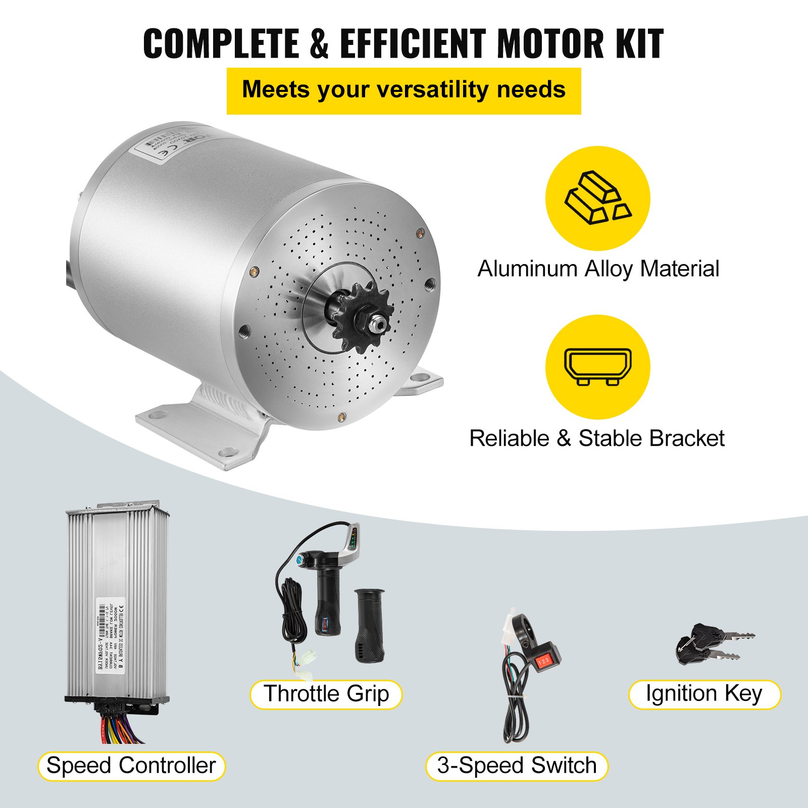 VEVOR Electric Brushless DC Motor Brushless Electric Motor 48V 2000W ...