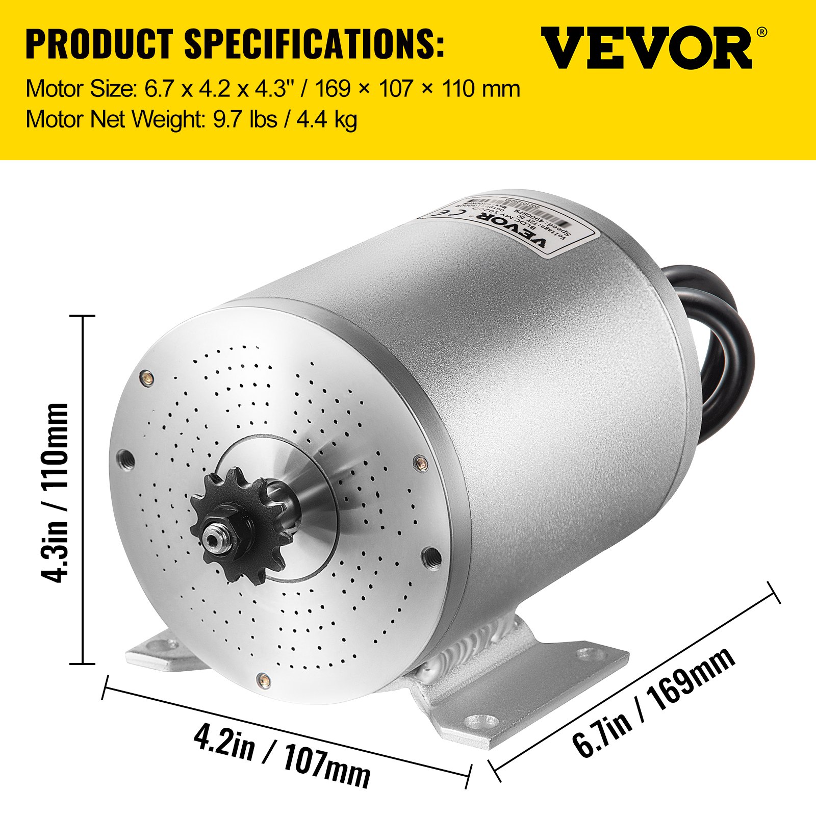 VEVOR Electric Brushless DC Motor,48V 2000W Brushless Electric Motor ...
