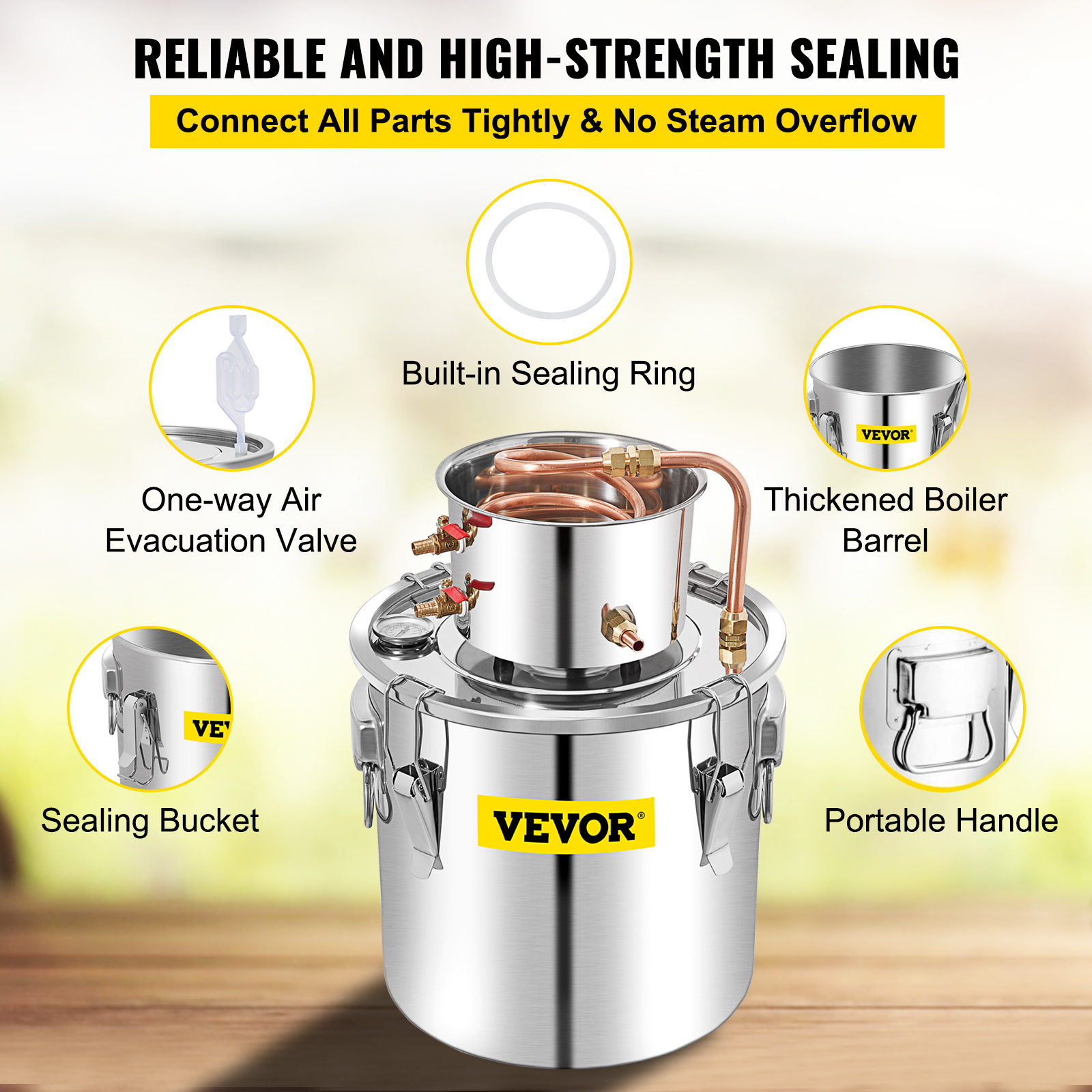 Vevor Moonshine Still Water Distiller Brewing Kit 13.2gal W/ Water Pump ...