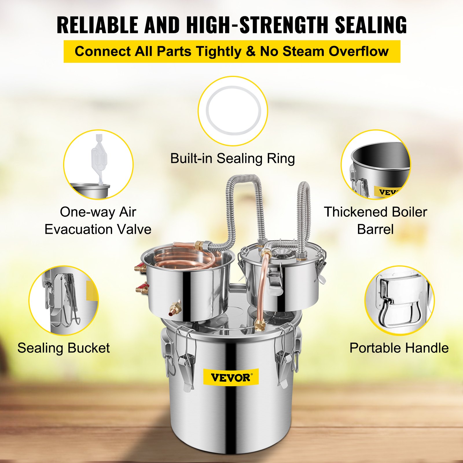 VEVOR VEVOR 3 Pot 12L Alcohol Distiller Water Wine Boiler Home Brew ...
