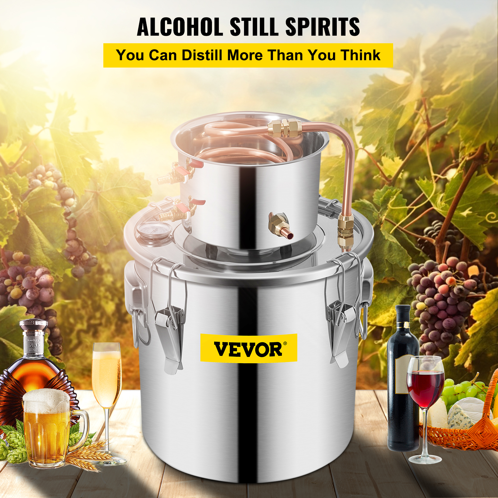 VEVOR 3Gal Home Use Moonshine Still Brewing Stainless Steel Distiller ...