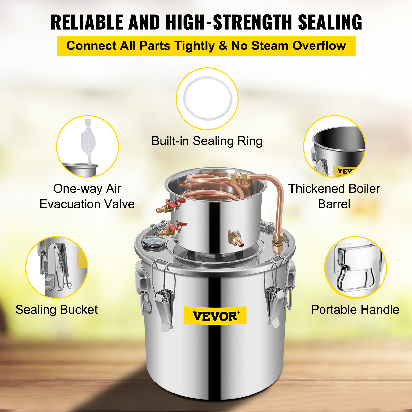 VEVOR 3Gal Home Use Moonshine Still Brewing Stainless Steel Distiller ...