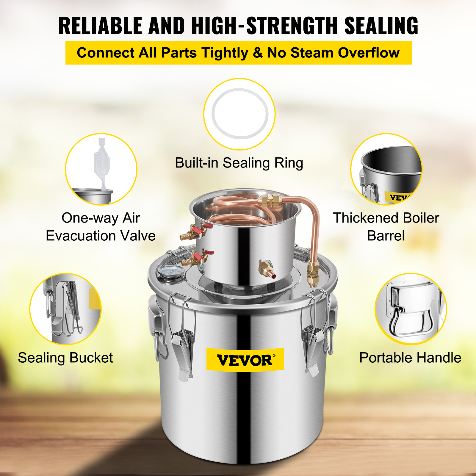 VEVOR Alcohol Still 9.6Gal 38L Stainless Steel Water Alcohol Distiller ...