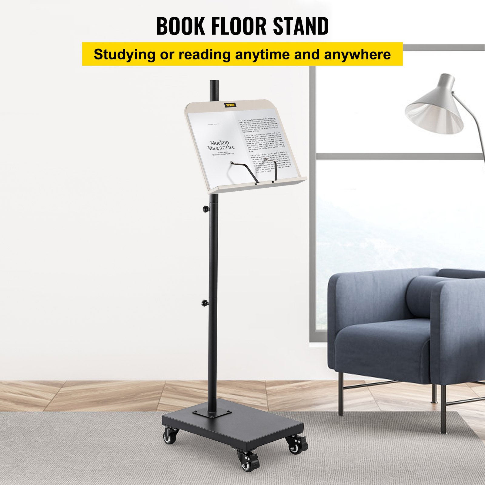 VEVOR Floor Stand Lectern Podium Height & Panel Adjustable w/ Rolling ...