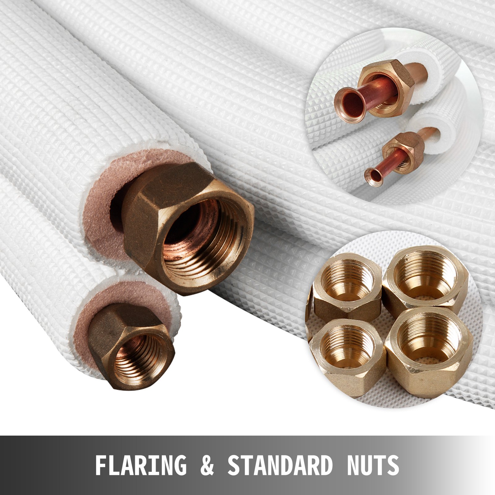 VEVOR Mini Split Copper Line Set 49.2ft Length, Copper Pipes for Mini ...