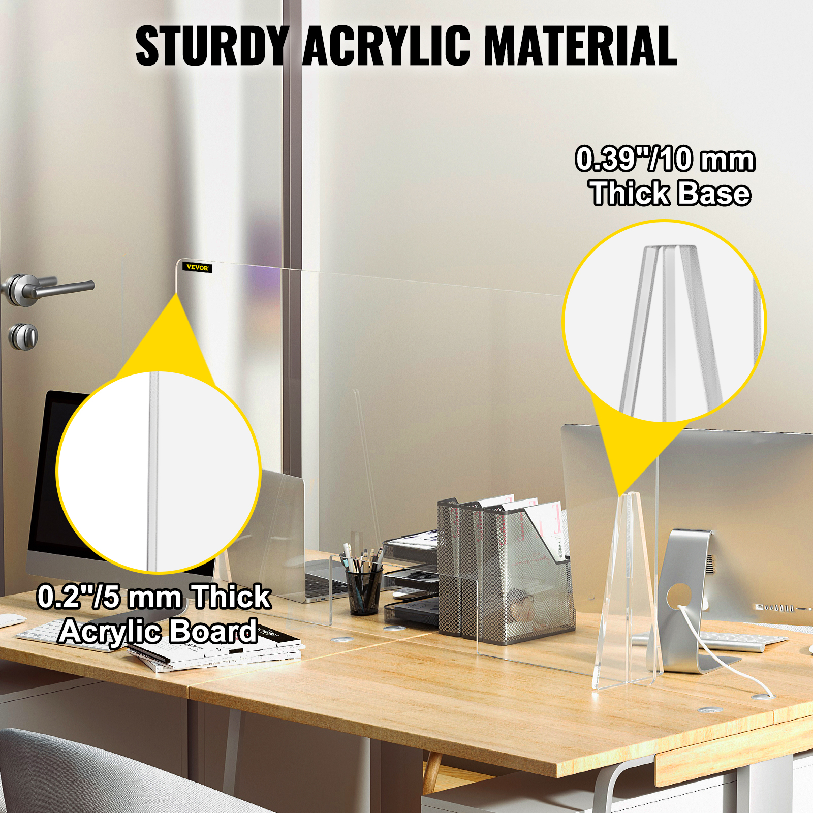 Vevor Sneeze Guard For Counter Acrylic Shield 24" X 48" With ...