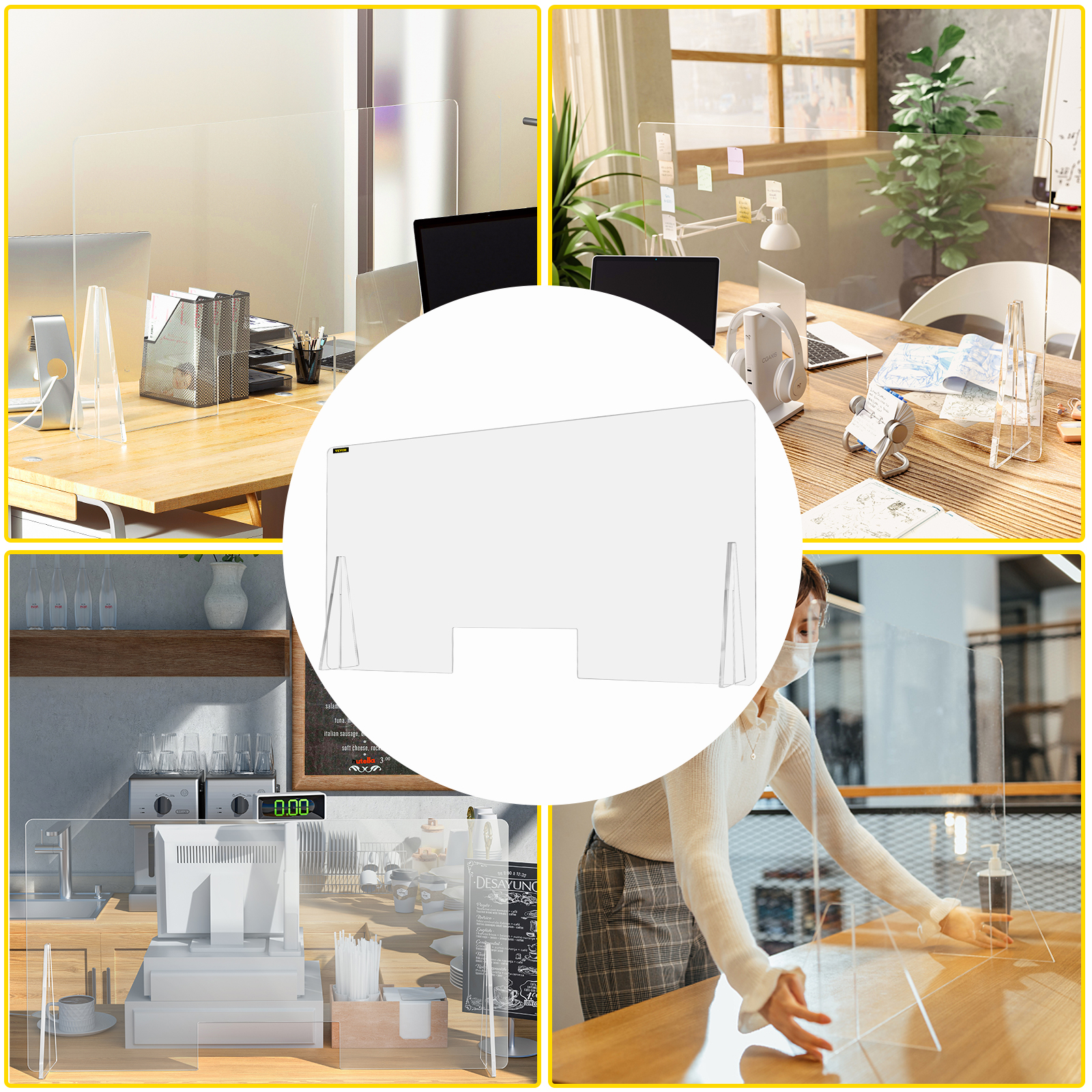 Vevor Sneeze Guard For Counter Acrylic Shield 24" X 48" With ...
