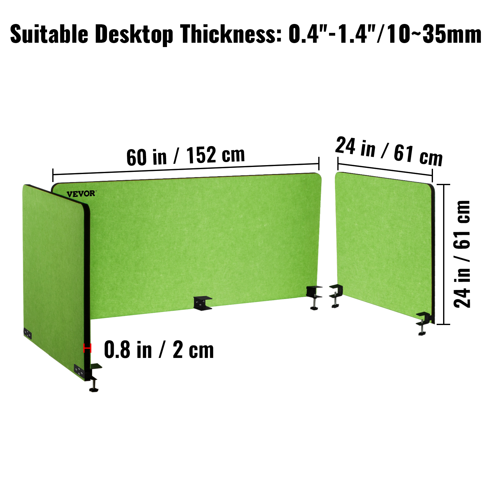 VEVOR Desk Divider 60'' Desk Privacy Panel, 3 Panels Privacy Acoustic ...