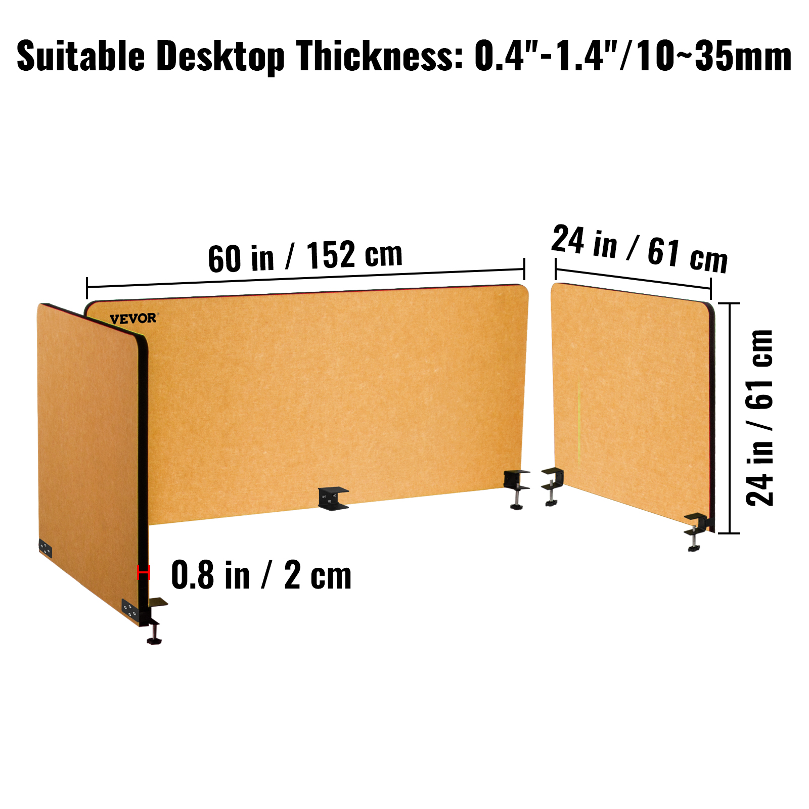 Vevor Desk Divider Desk Privacy Panel 60'' 3 Panels Desktop Partition ...