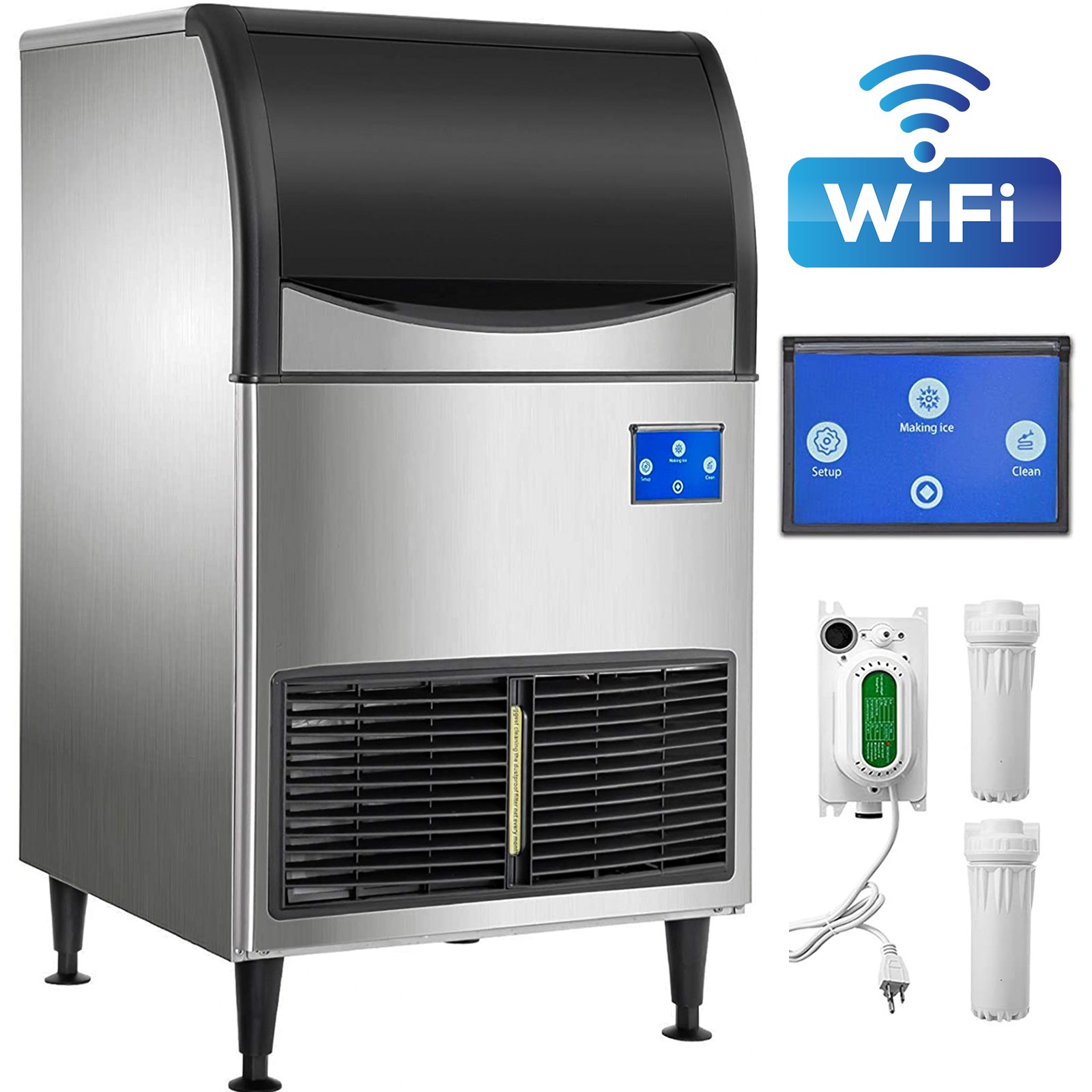 VEVOR Commercial Ice Maker Machine, WiFi Control 300LBS/24H 121LBS ...