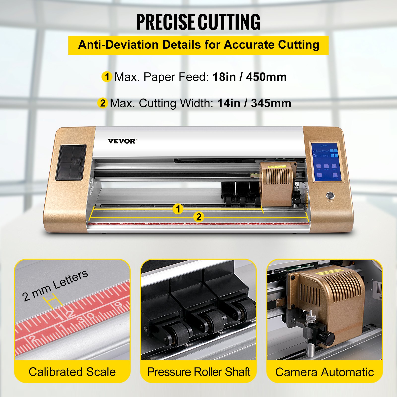 VEVOR Vinyl Cutter Machine, 18 in / 450 mm Max Paper Feed Cutting ...