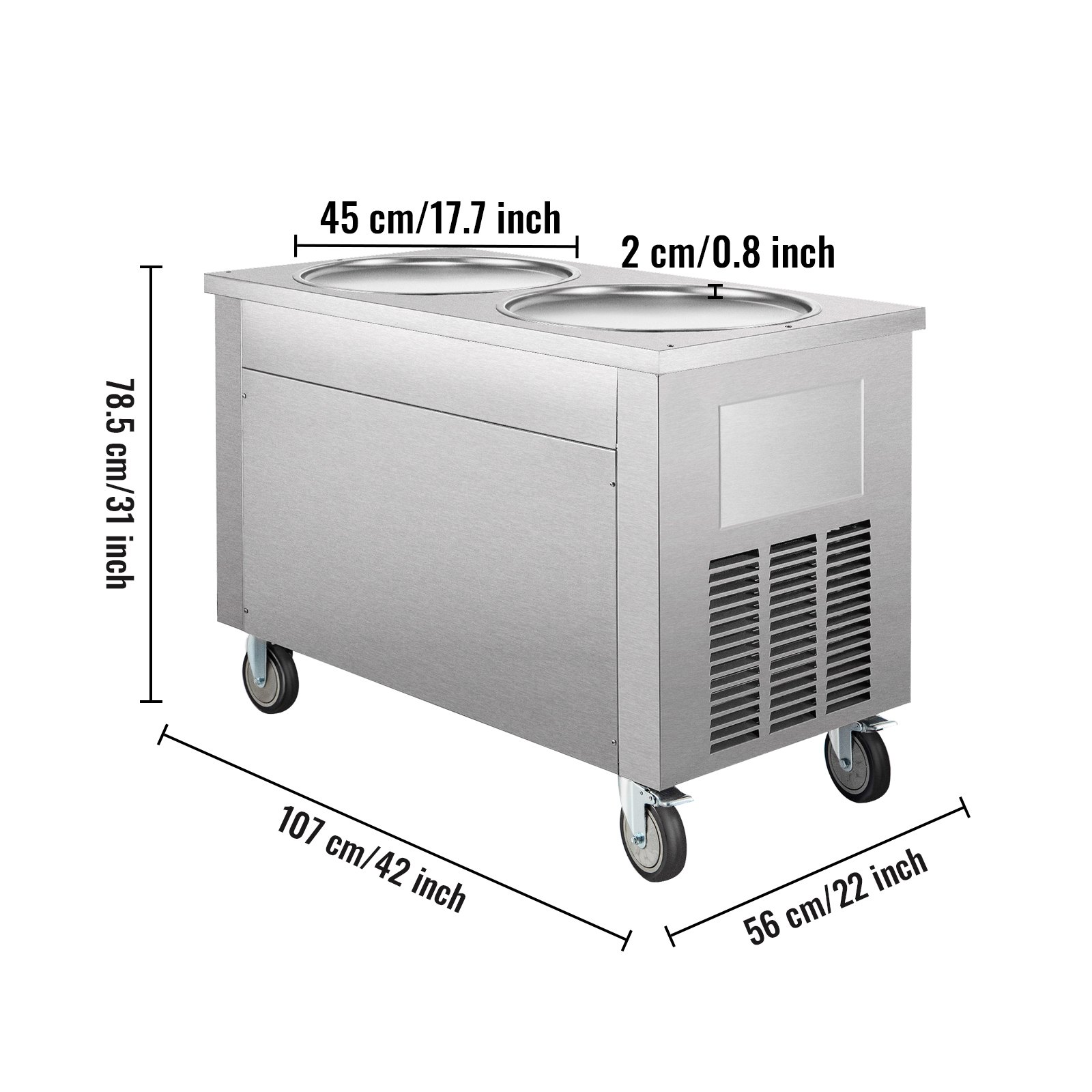 VEVOR Commercial Rolled Ice Cream Machine, 1800W Stir-Fried Ice Roll ...