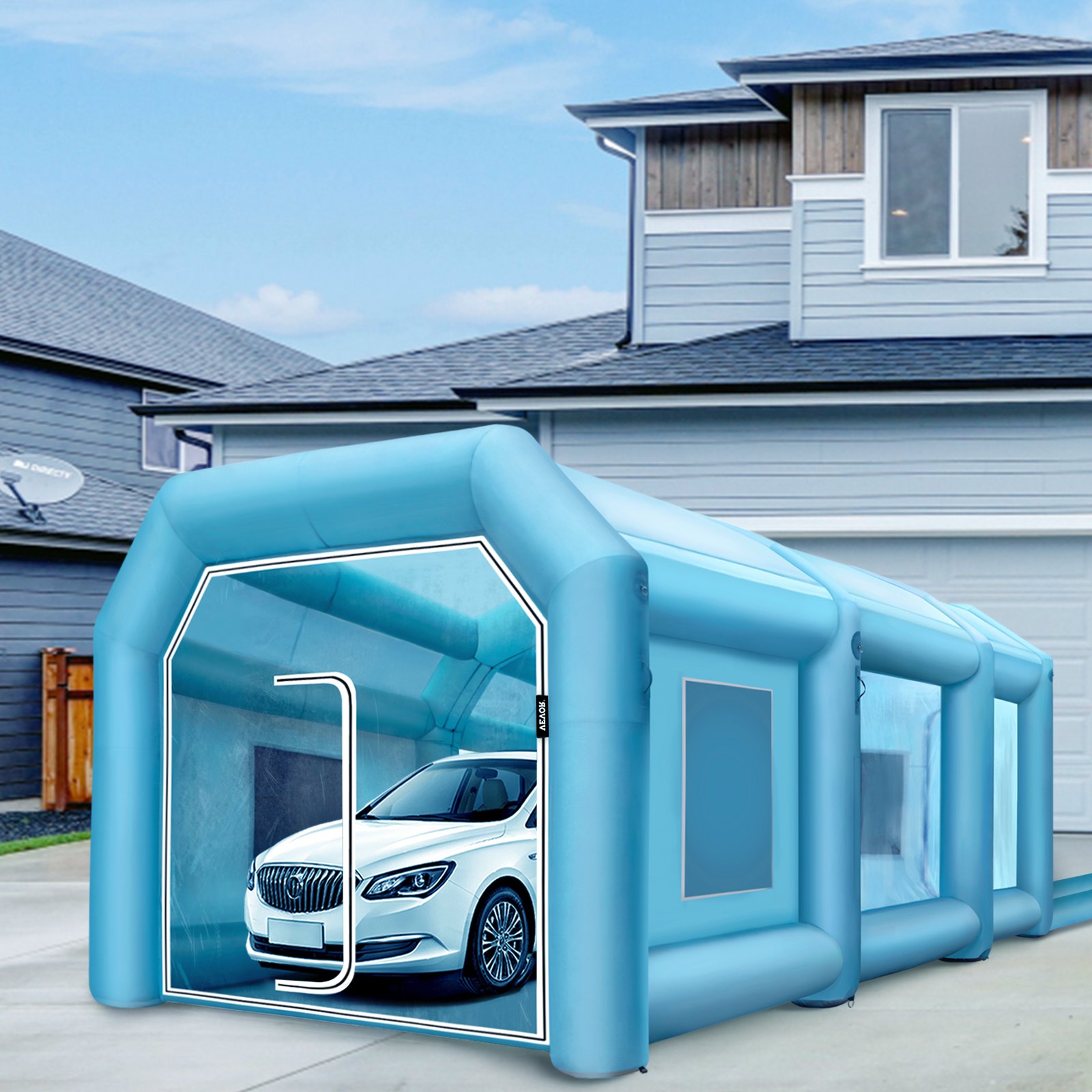VEVOR Inflatable Paint Booth, 19.69x13.12x8.53 ft Spray Paint Booth ...