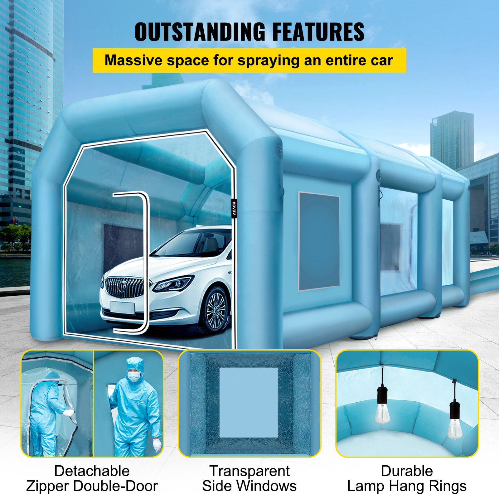 VEVOR Inflatable Paint Booth 27.89x15.09x9.8 ft Spray Paint Booth ...
