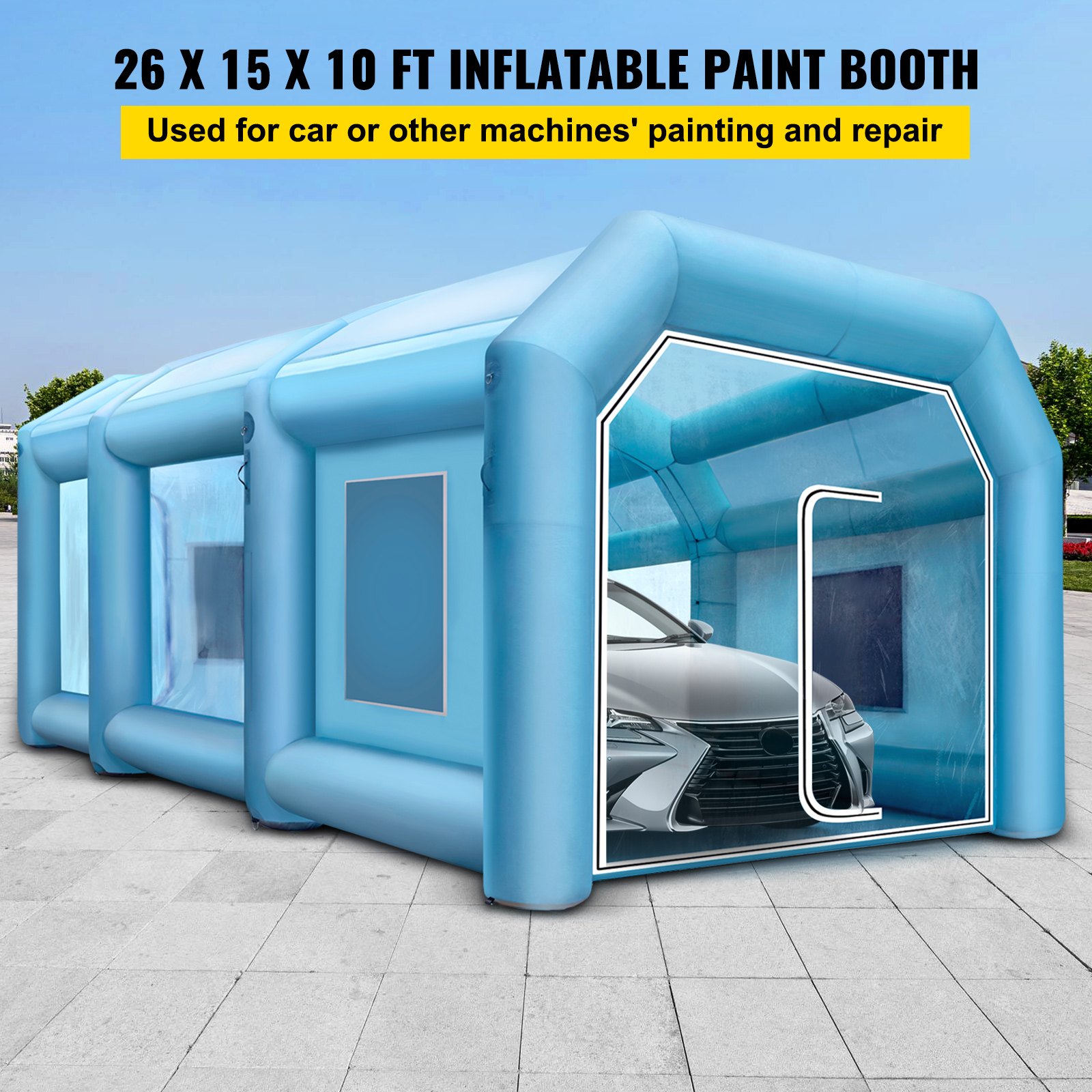 26ftLx15ftWX10ftH(8mLx4.5mWx3mH) Portable Mobile Inflatable Car Paint ...