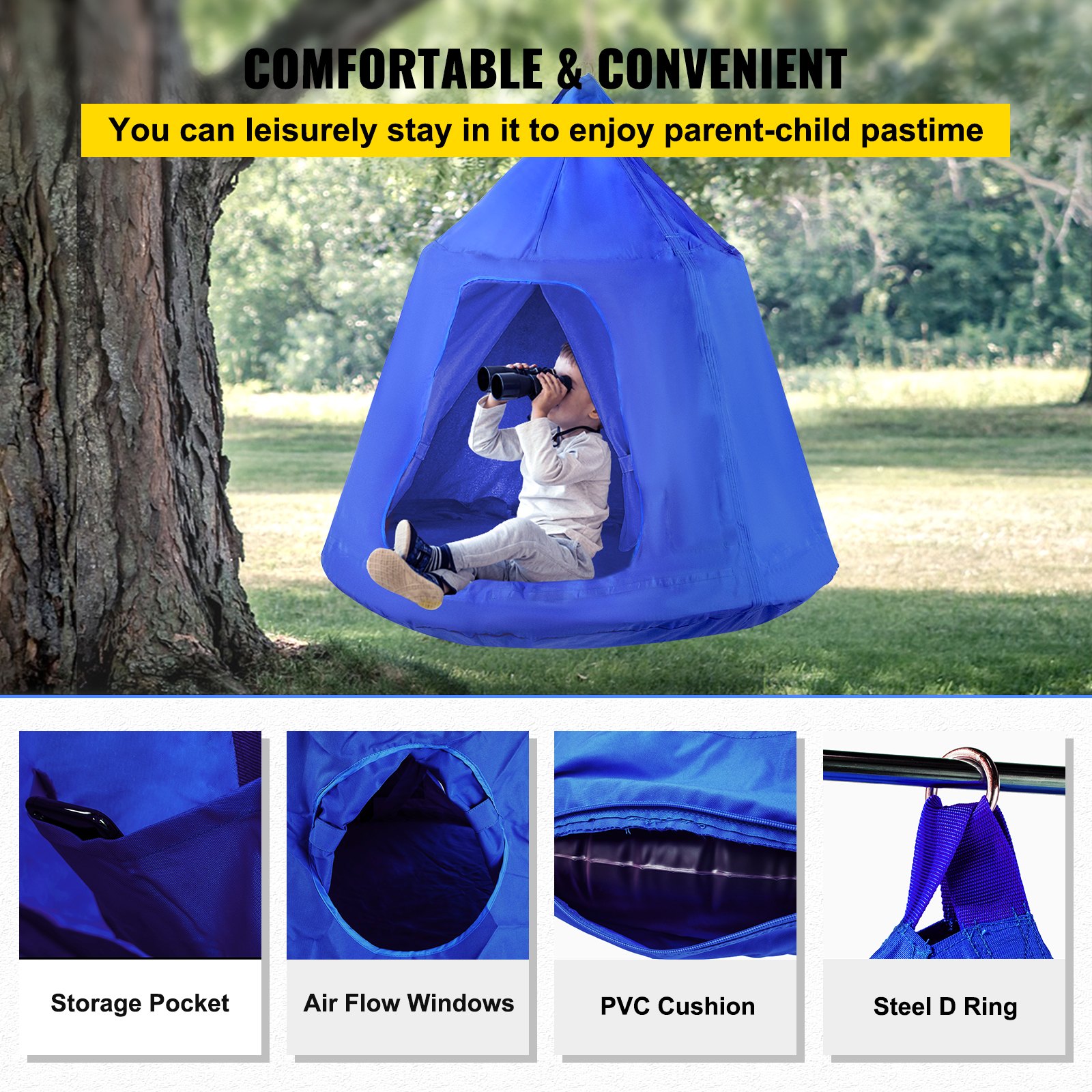 VEVOR Hanging Tree Tent, Max. 440lbs Capacity Tree Tent Swing, Hangout ...