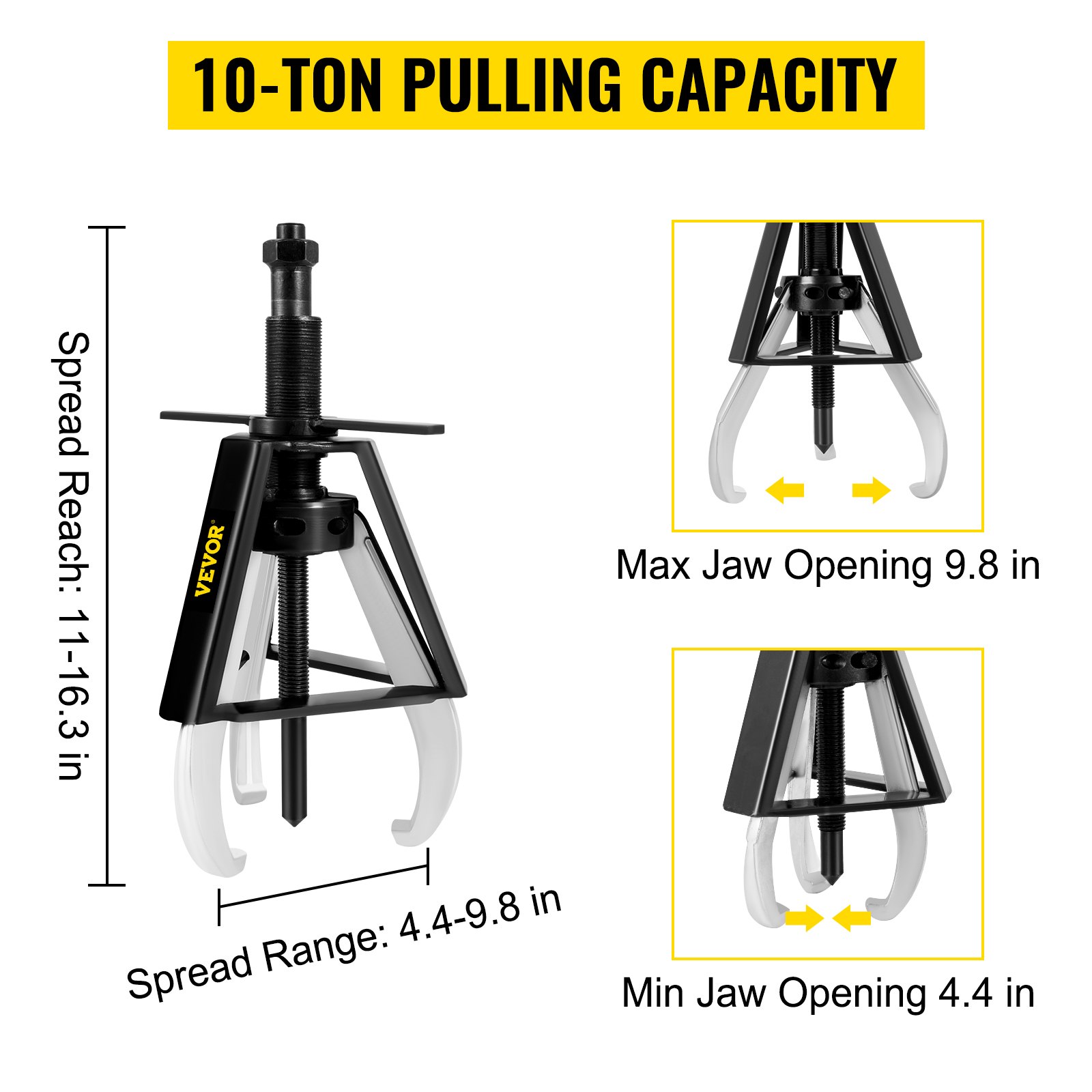 VEVOR 3 Jaw Gear Puller, 10 Ton/22040 LBS Capacity Manual Puller,11 ...