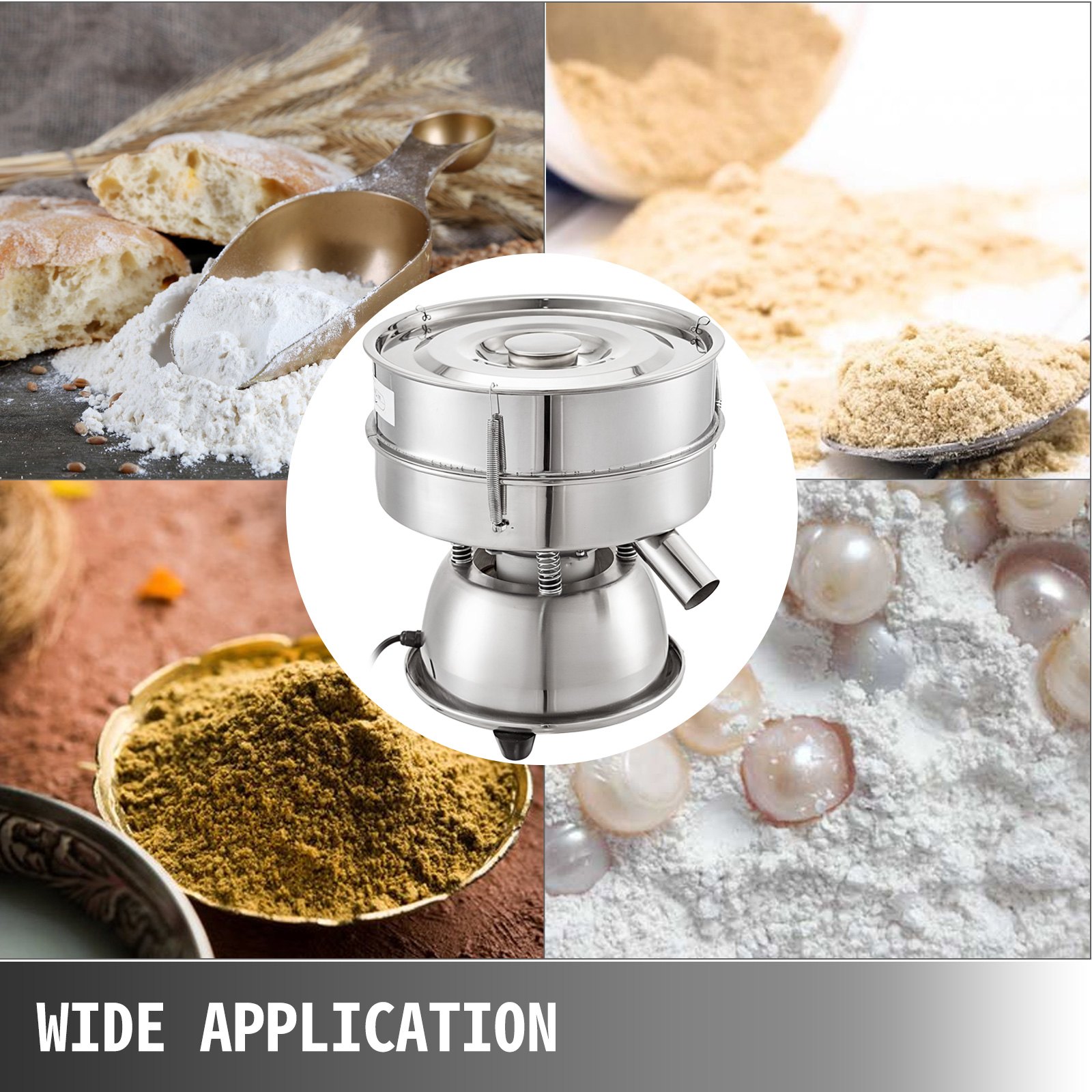VEVOR Automatic Sieve Shaker Included 40 Mesh + 60 Mesh Flour Sifter ...