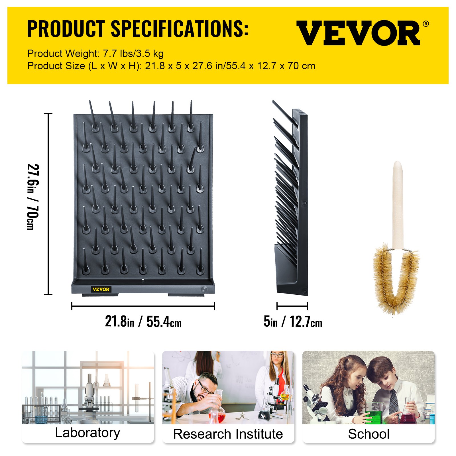 VEVOR Lab Drying Rack Glassware Drying Draining Rack 52 Peg Wall Mount ...