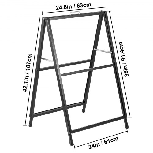 VEVOR A-Frame Sign 24"x36" Heavy-Duty Double-Sided Metal Sidewalk ...