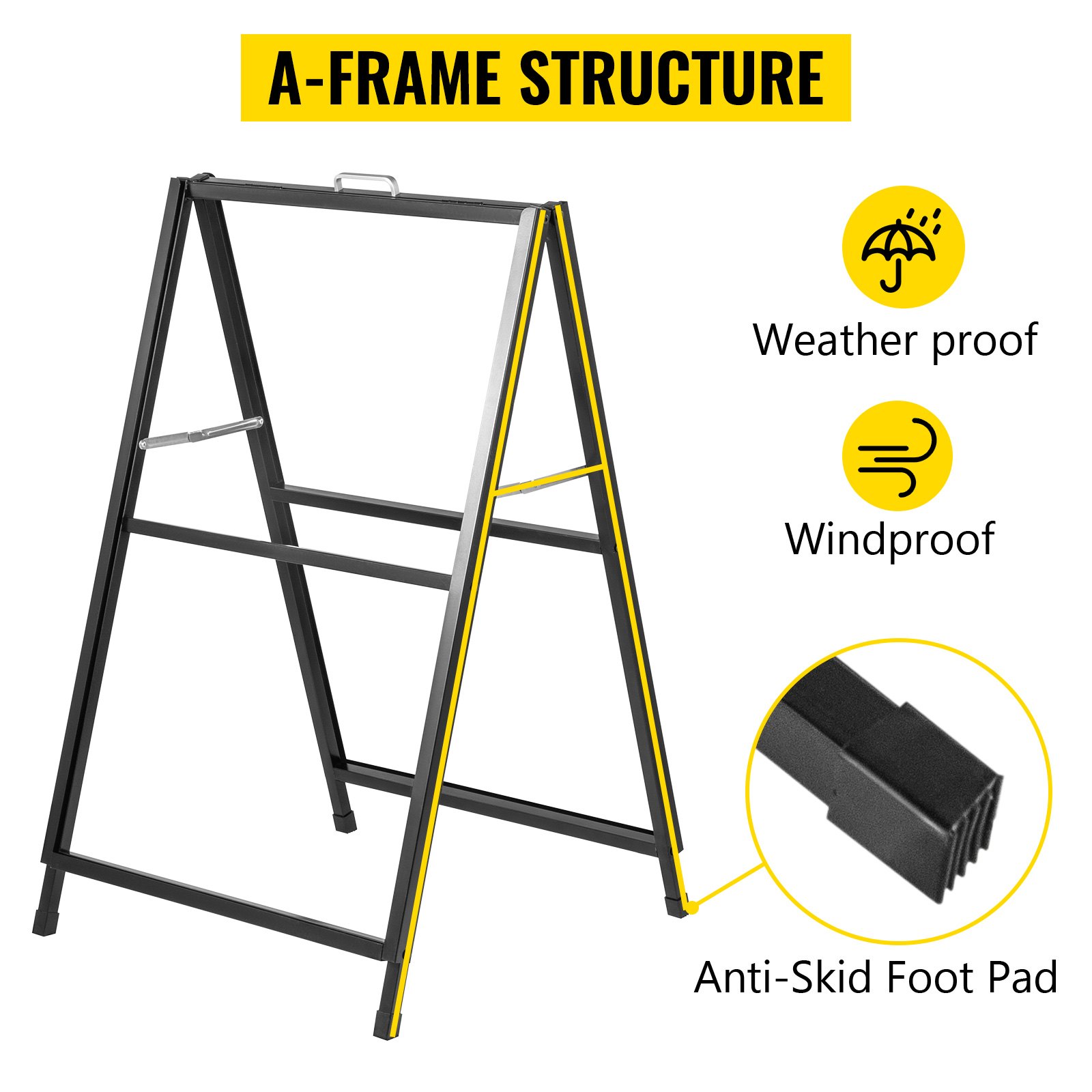VEVOR A-Frame Sidewalk Sign 24"x36" Sidewalk Signs for Businesses Black ...