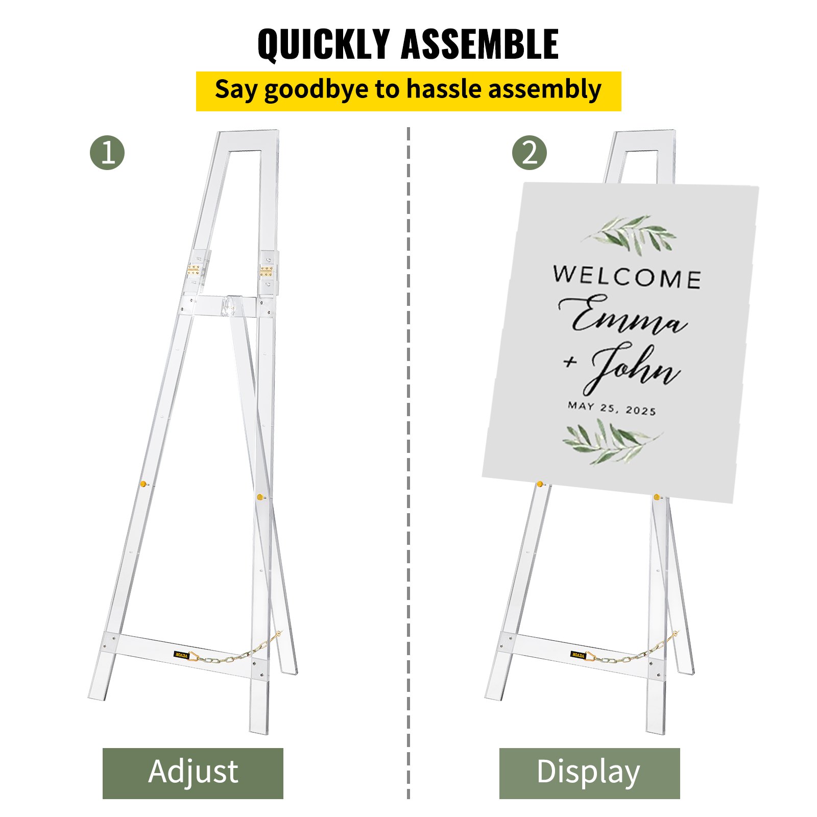 VEVOR Easel Stand, Acrylic Display Easel, 58” Height Welcome Sign Stand ...