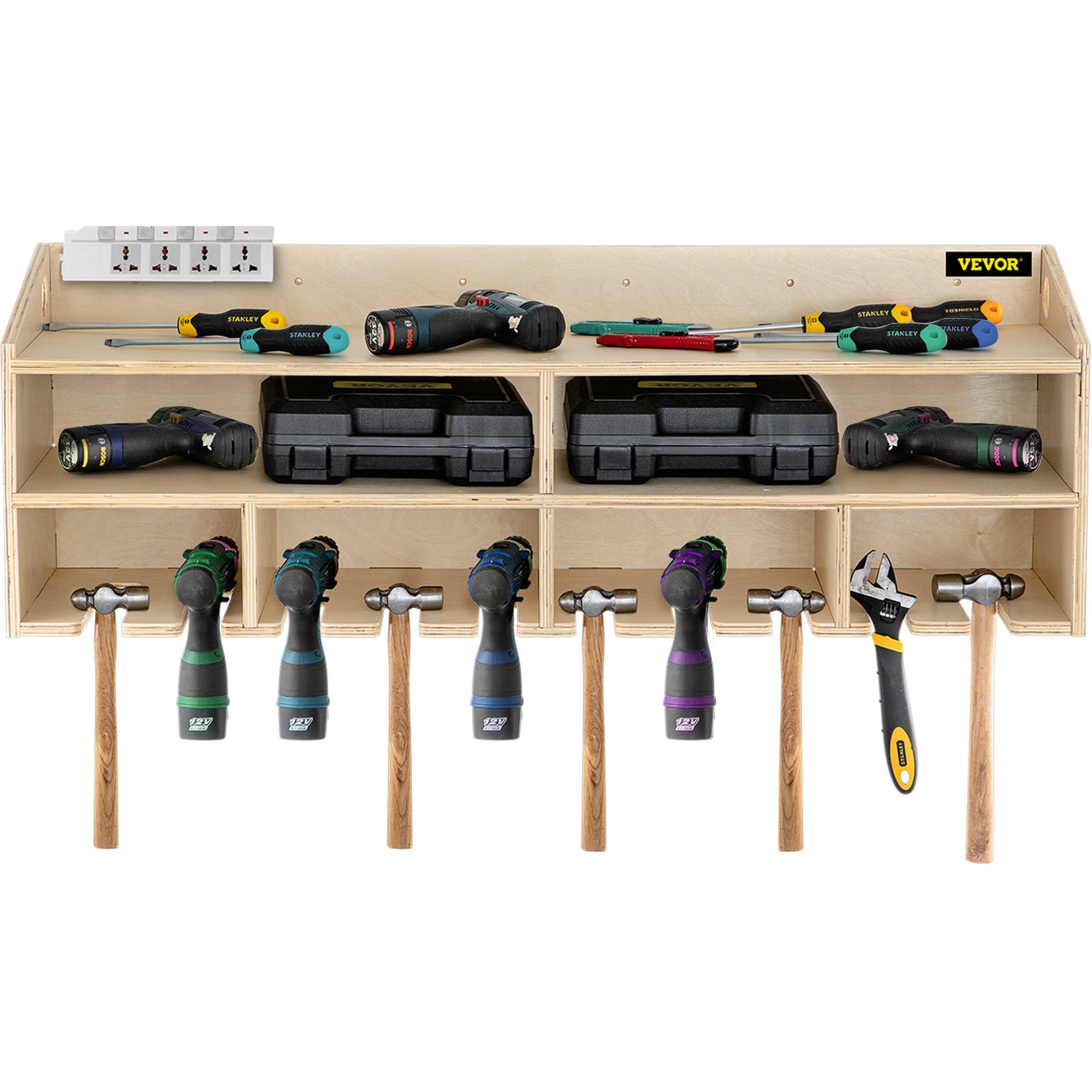 VEVOR Power Tool Organizer, Wall Mount Drill Holder, 10 Drill Hanging ...