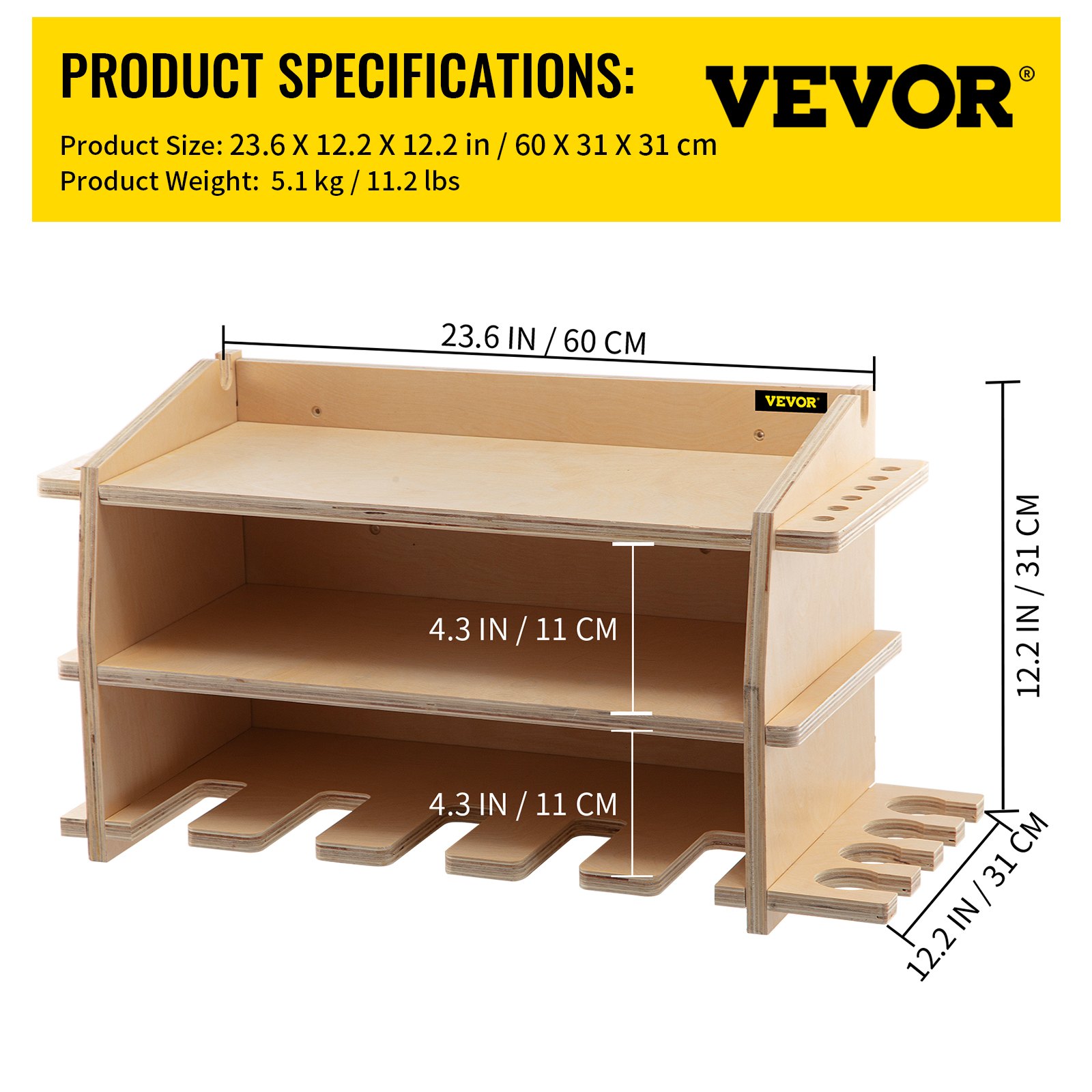 VEVOR Power Tool Organizer, Wall Mounted Drill Holder, 5 Drill Hanging ...