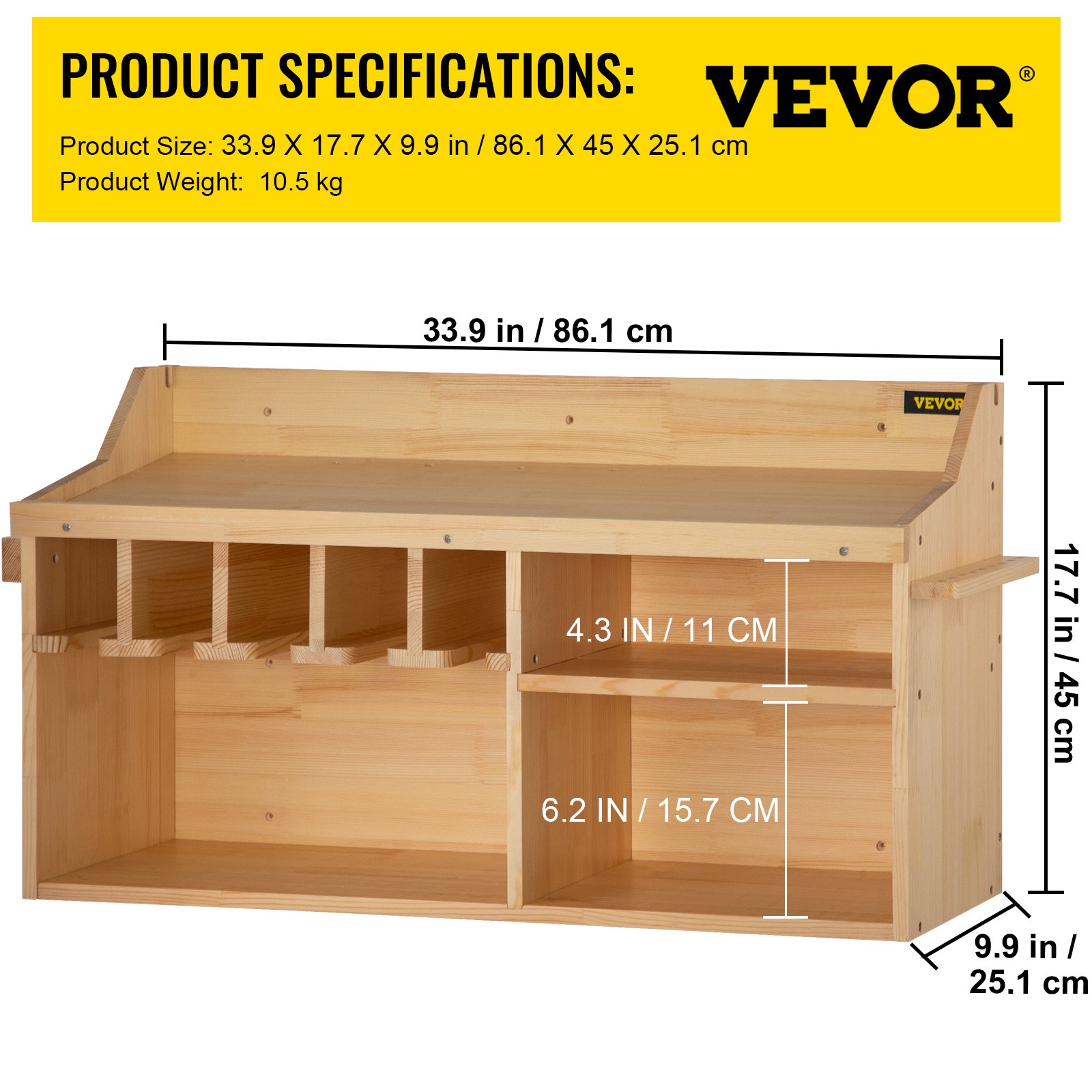 VEVOR Power Tool Organizer, Wall Mount/Benchtop Drill Holder, 5 Hanging ...