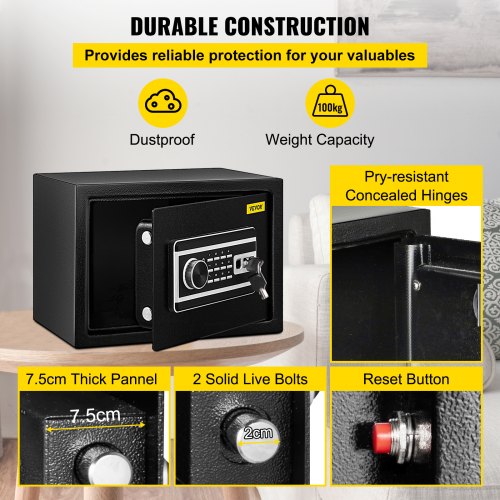 VEVOR Security Safe 0.8 Cubic Feet Digital Safe with Fingerprints ...