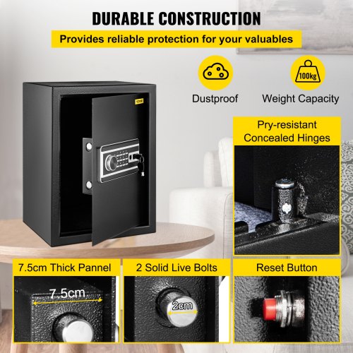 VEVOR Security Safe 2.1 Cubic Feet Electronic Safe Box with Electronic ...