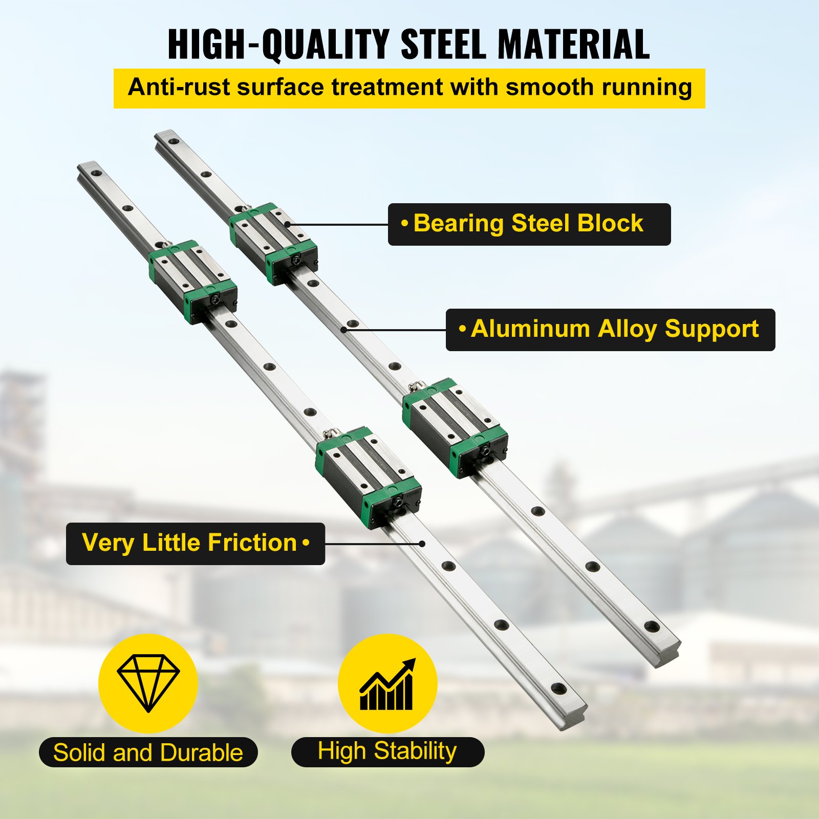 VEVOR Vevor 2pcs Linear Rails Linear Bearings And Rails Hsr20-1700mm ...