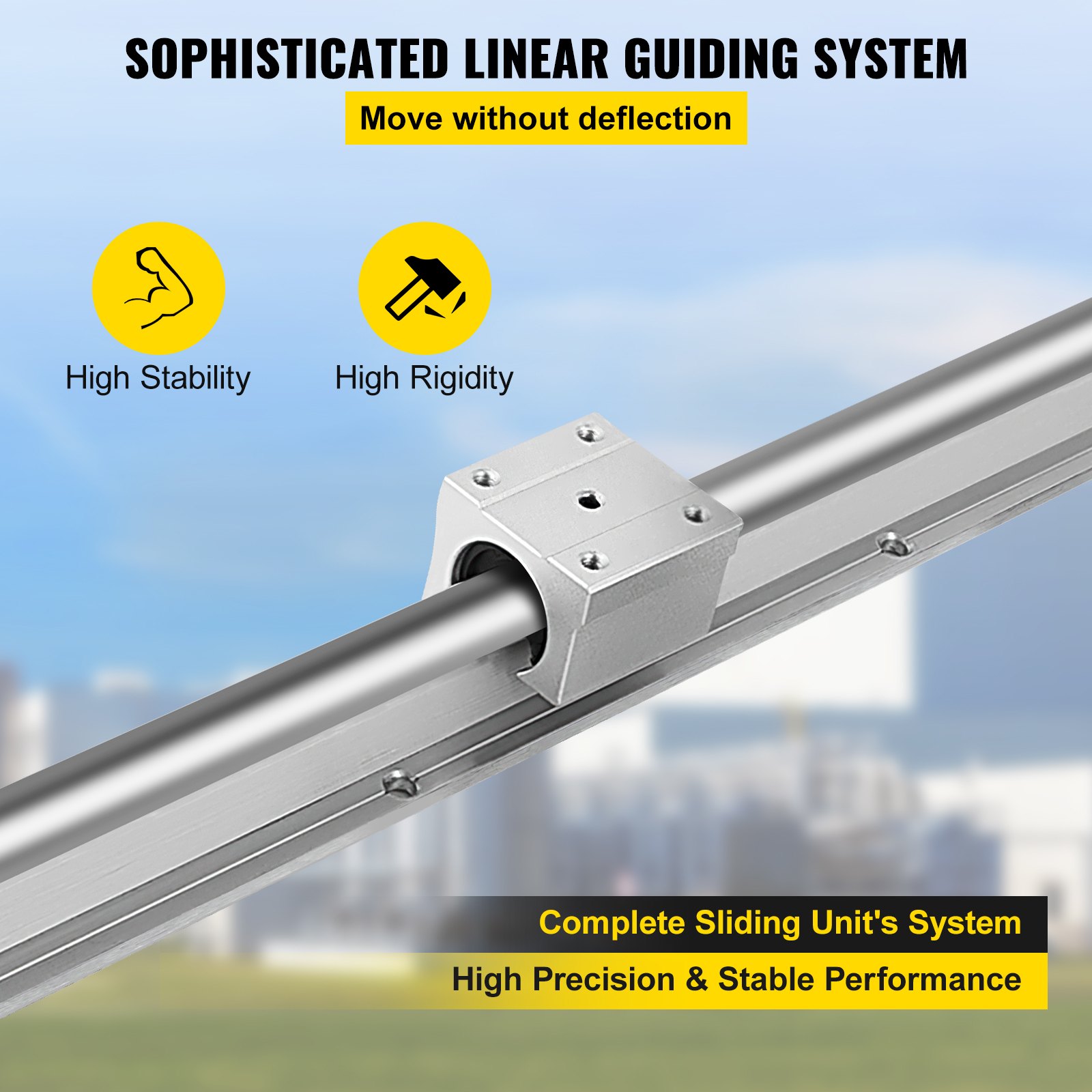 VEVOR Linear Rail SBR16-1500mm 2PCs Linear Rail Shaft Rod W/ 4 SBR16UU ...