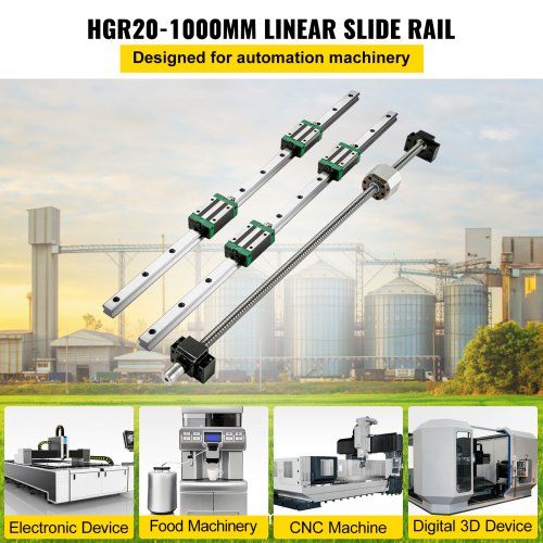 VEVOR Linear Guide Rail, 2PCS HGR20-1000mm Linear Slide Rail + 1Pcs ...