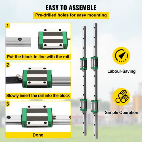 VEVOR Linear Guide Rail, 2Pcs HGR20-1700mm Linear Slide Rail, with 1Pcs ...