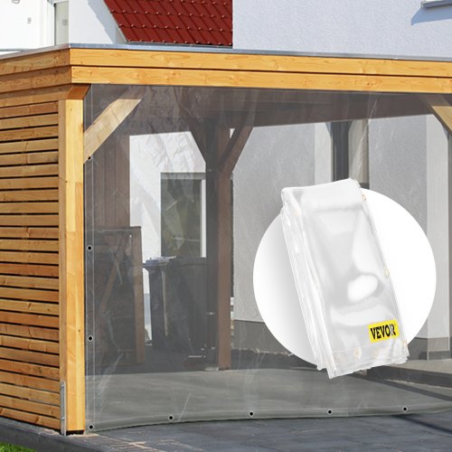 VEVOR Clear Vinyl Tarp, 8 x 10 ft 20 Mil Thick, Heavy-Duty Waterproof ...