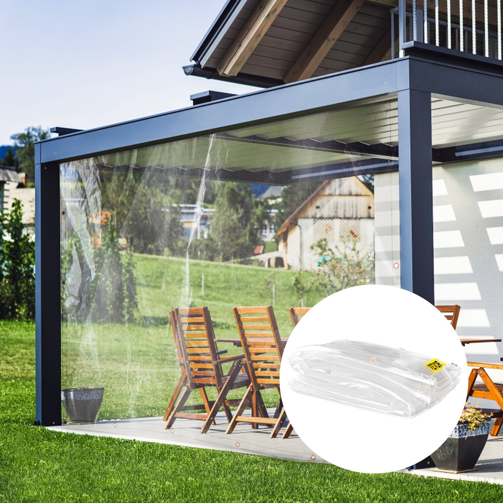VEVOR Clear Vinyl Tarp, 8 x 10 ft 20 Mil Thick, Heavy-Duty Waterproof ...