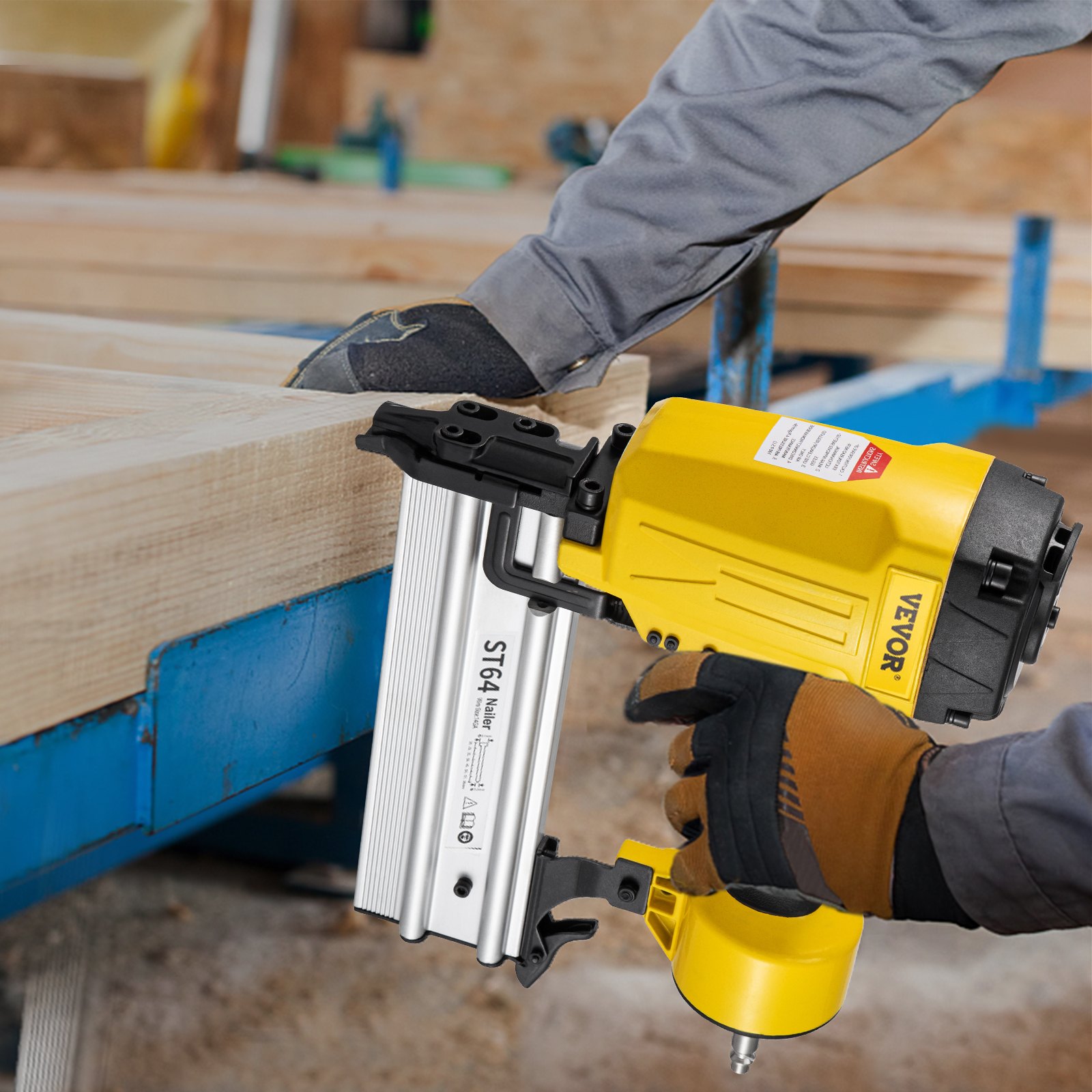 VEVOR Pneumatic Concrete Nailer, 14 Gauge 1 to 2-1/2 Inch Heavy Duty T ...