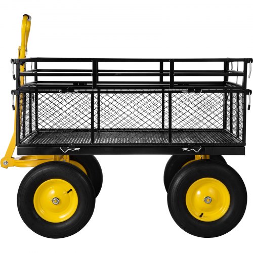 VEVOR Steel Garden Cart, Heavy Duty 1400 lbs Capacity, with Removable ...