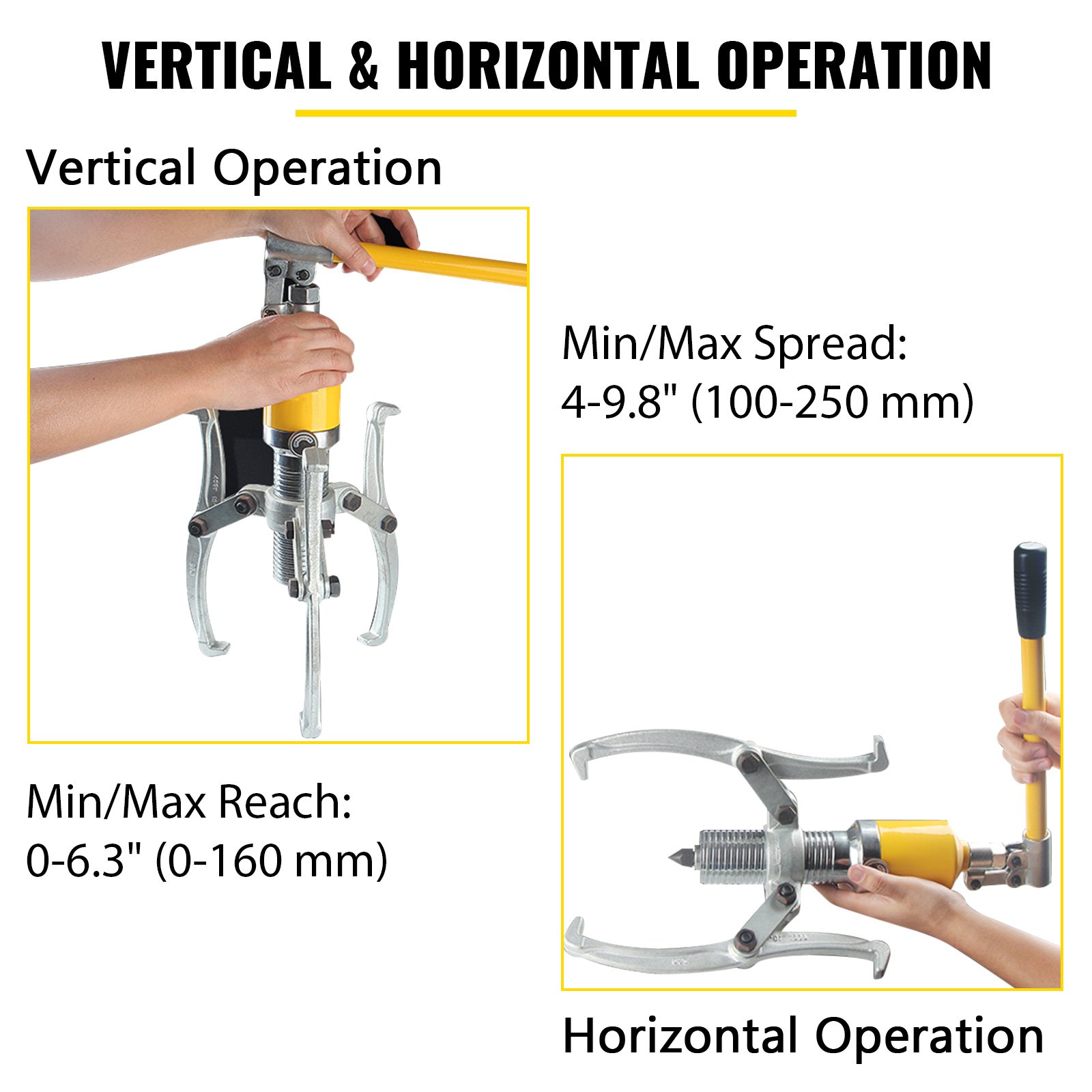 VEVOR 10 Ton Hydraulic Gear Puller Adjustable 3 Jaws Wheel Bearing ...