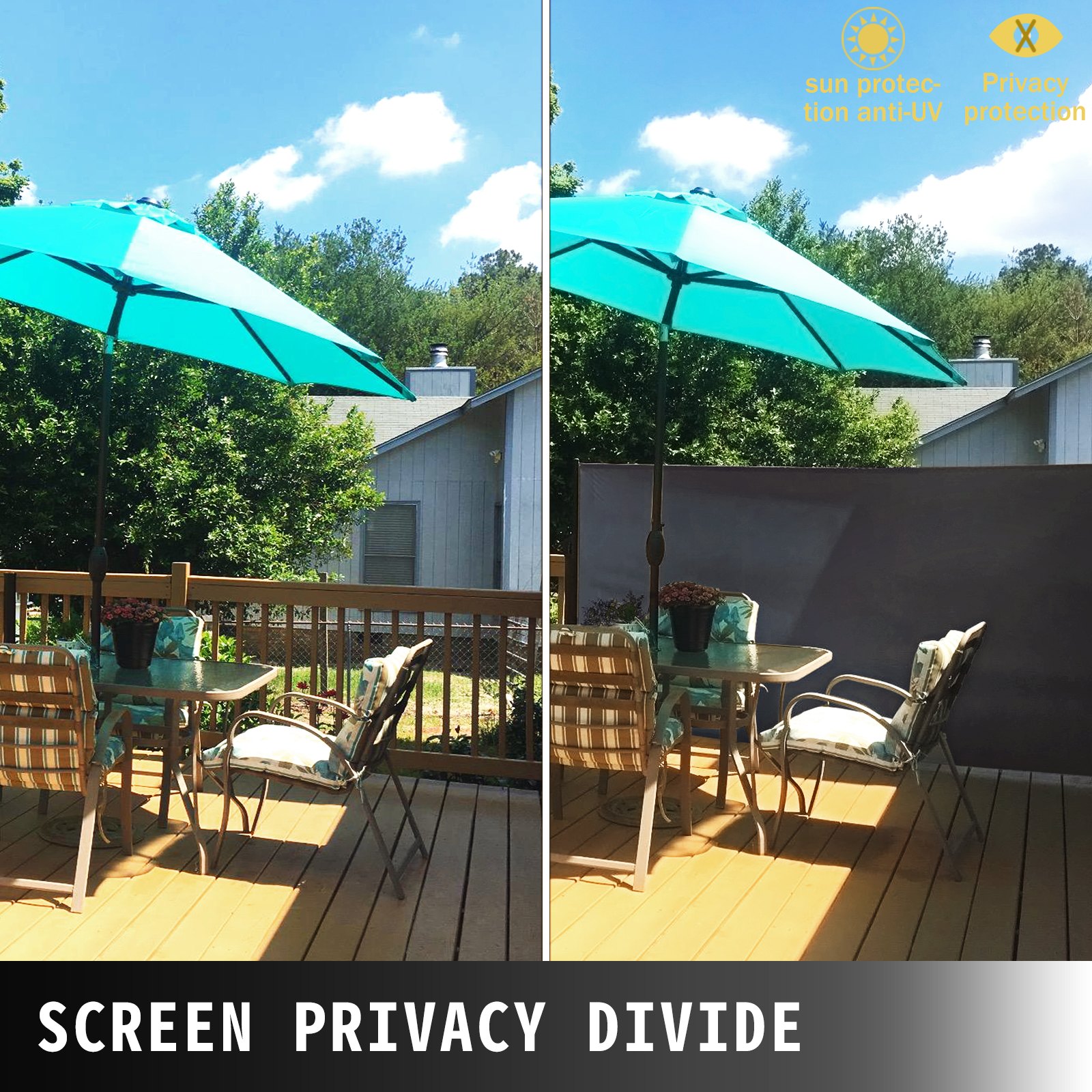 VEVOR Retractable Side Awning, 63''x 118'' Full Aluminum Rust-Proof ...