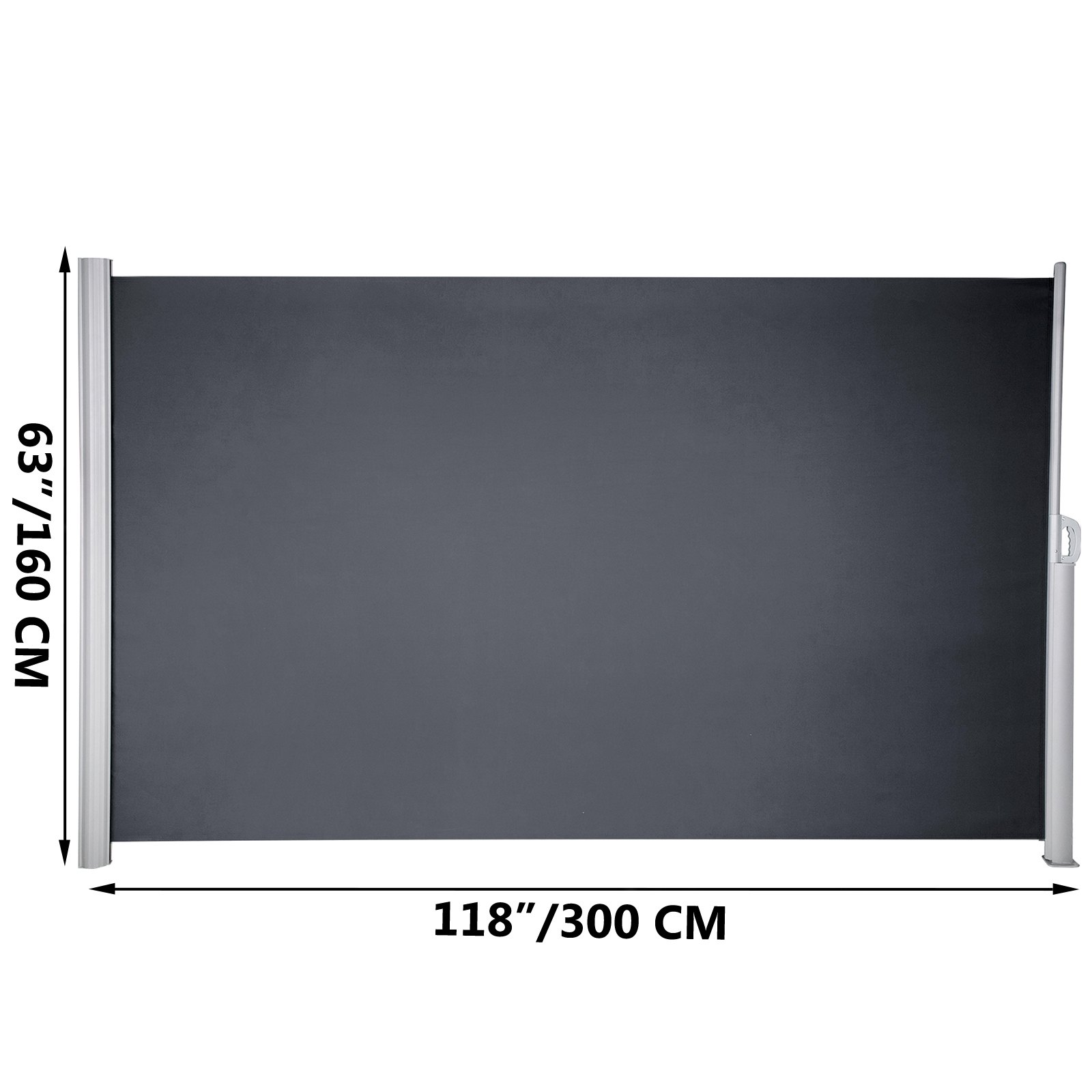 VEVOR Retractable Side Awning, 63''x 118'' Full Aluminum Rust-Proof Outdoor Privacy Screen ...