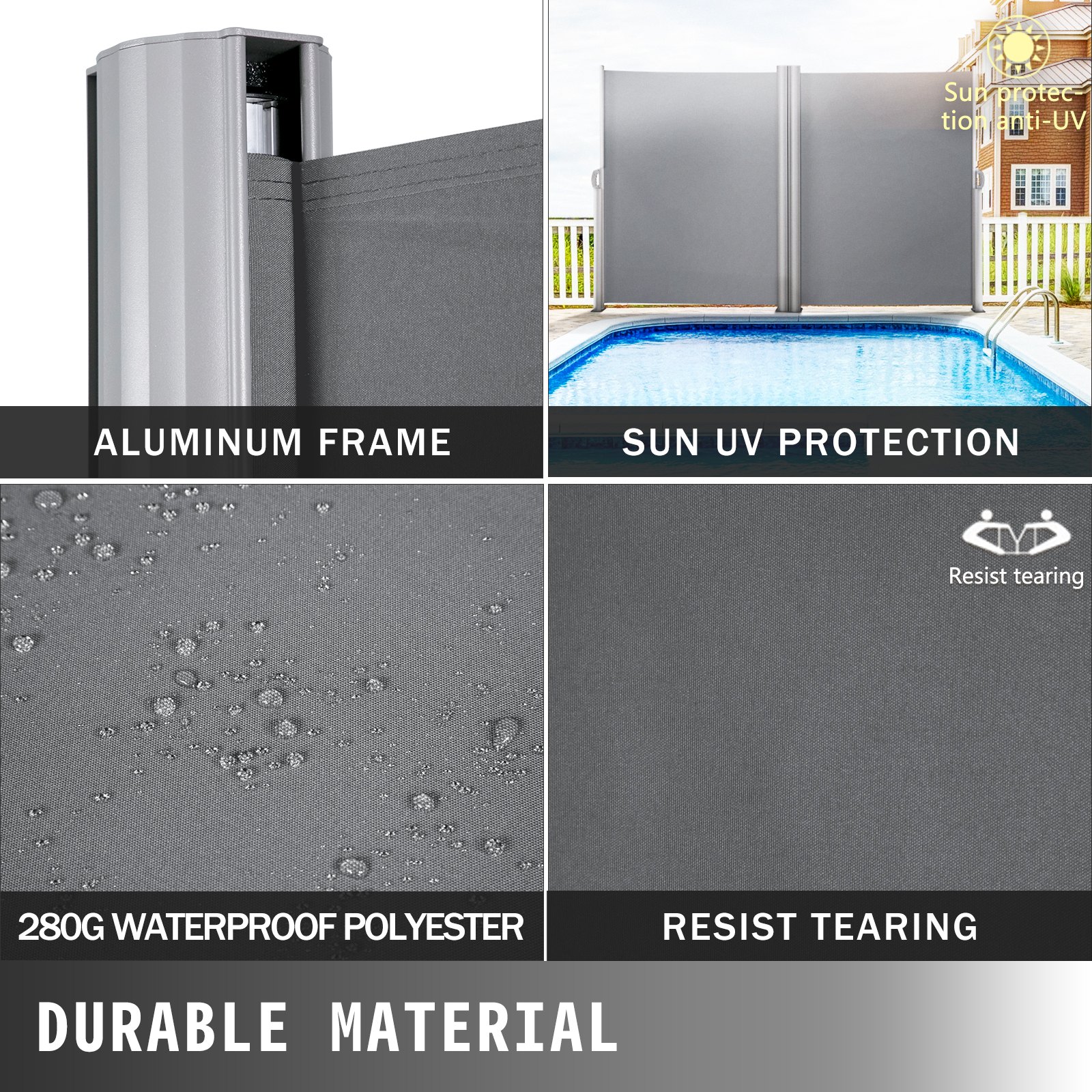 Retractable Side Awning Patio Screen Retractable Fence 63x236inch ...