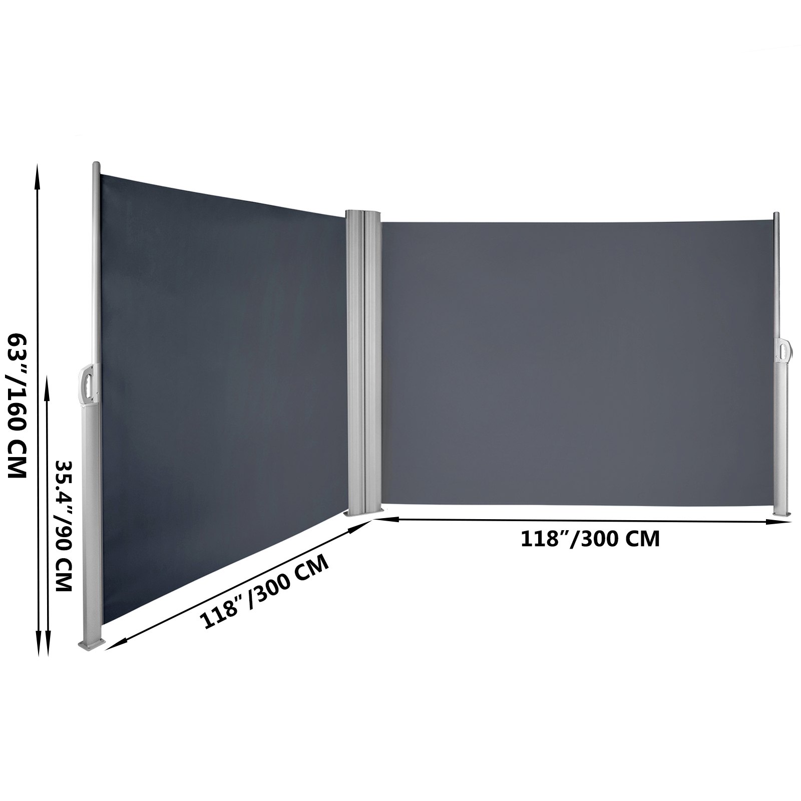 Retractable Side Awning Patio Screen Retractable Fence 63x236inch ...