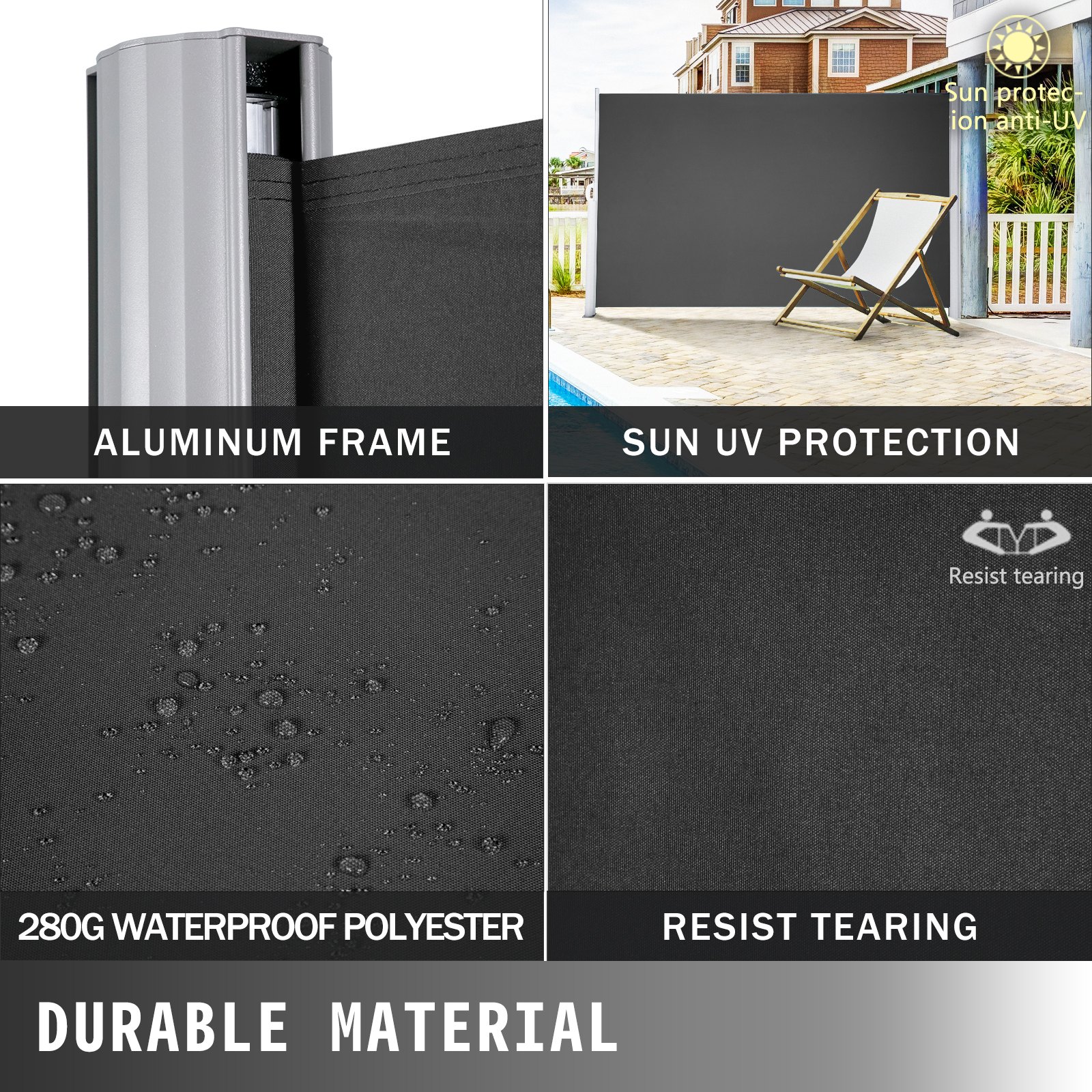 Retractable Side Awning Patio Screen Retractable Fence 71x236inch ...