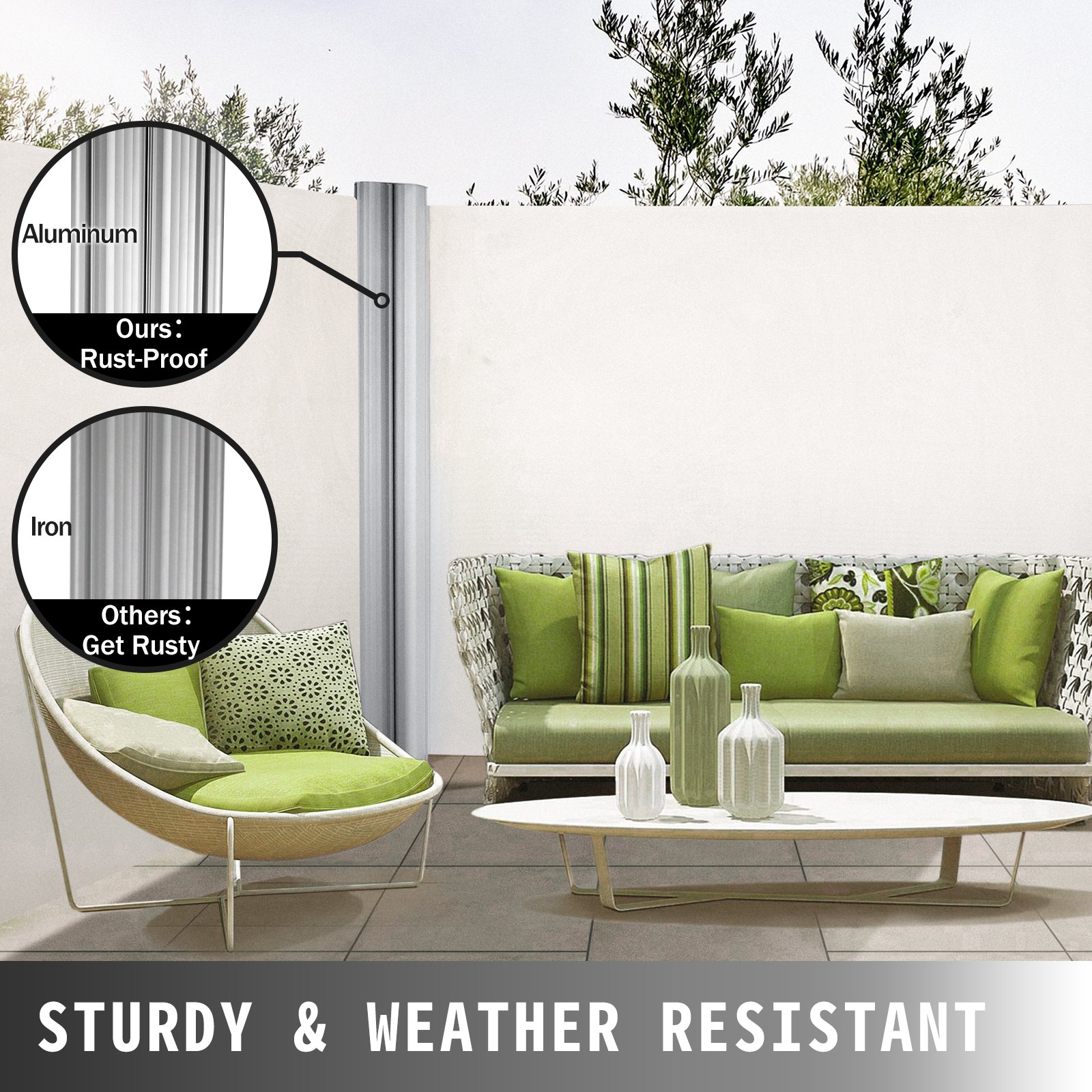 Retractable Side Awning Patio Screen Retractable Fence 71x236inch ...