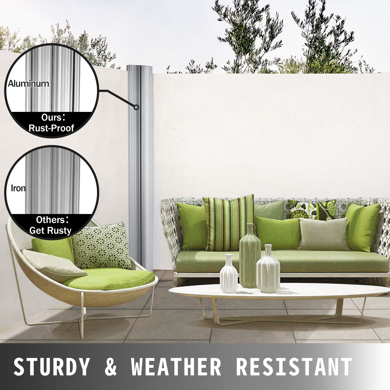 Retractable Side Awning Patio Screen Retractable Fence 71x236inch ...